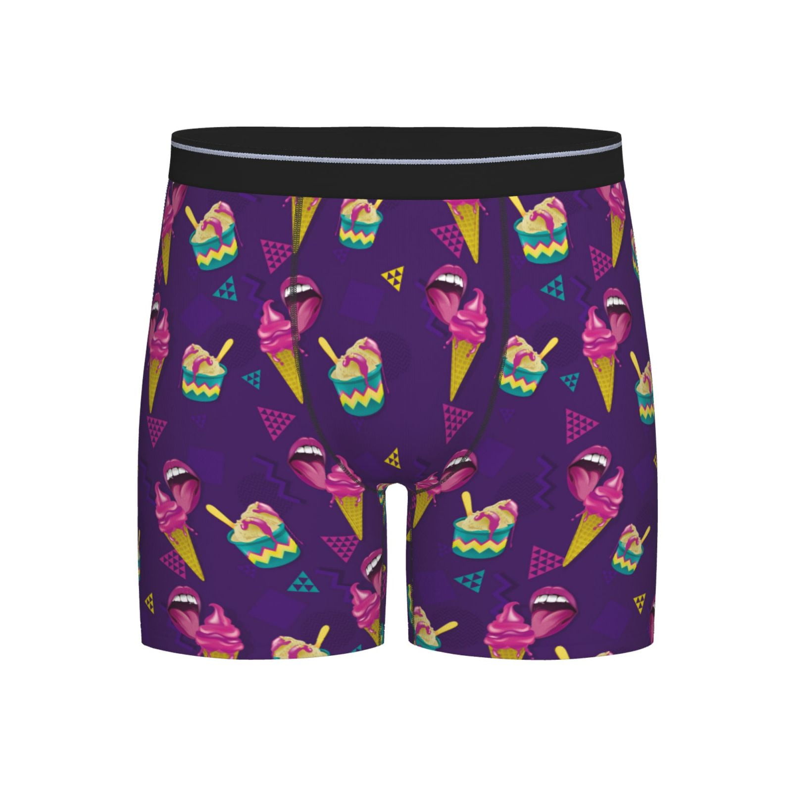 Mens Underwear Boxer Briefs - Funny Ice Cream Print Purple Soft And ...