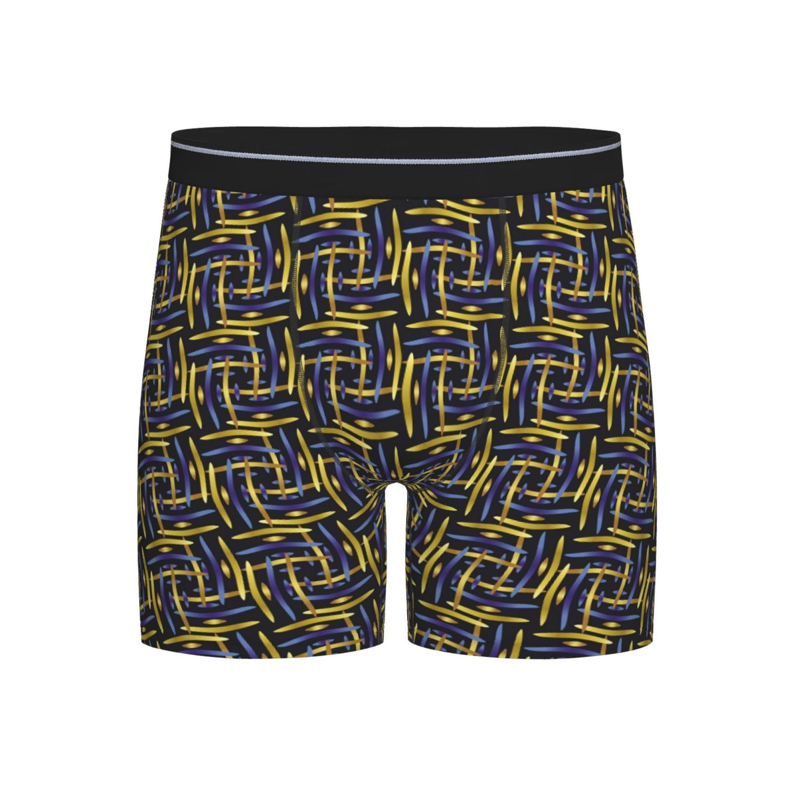 Mens Underwear Boxer Briefs - Gold Dark Blue Trellis Soft And ...