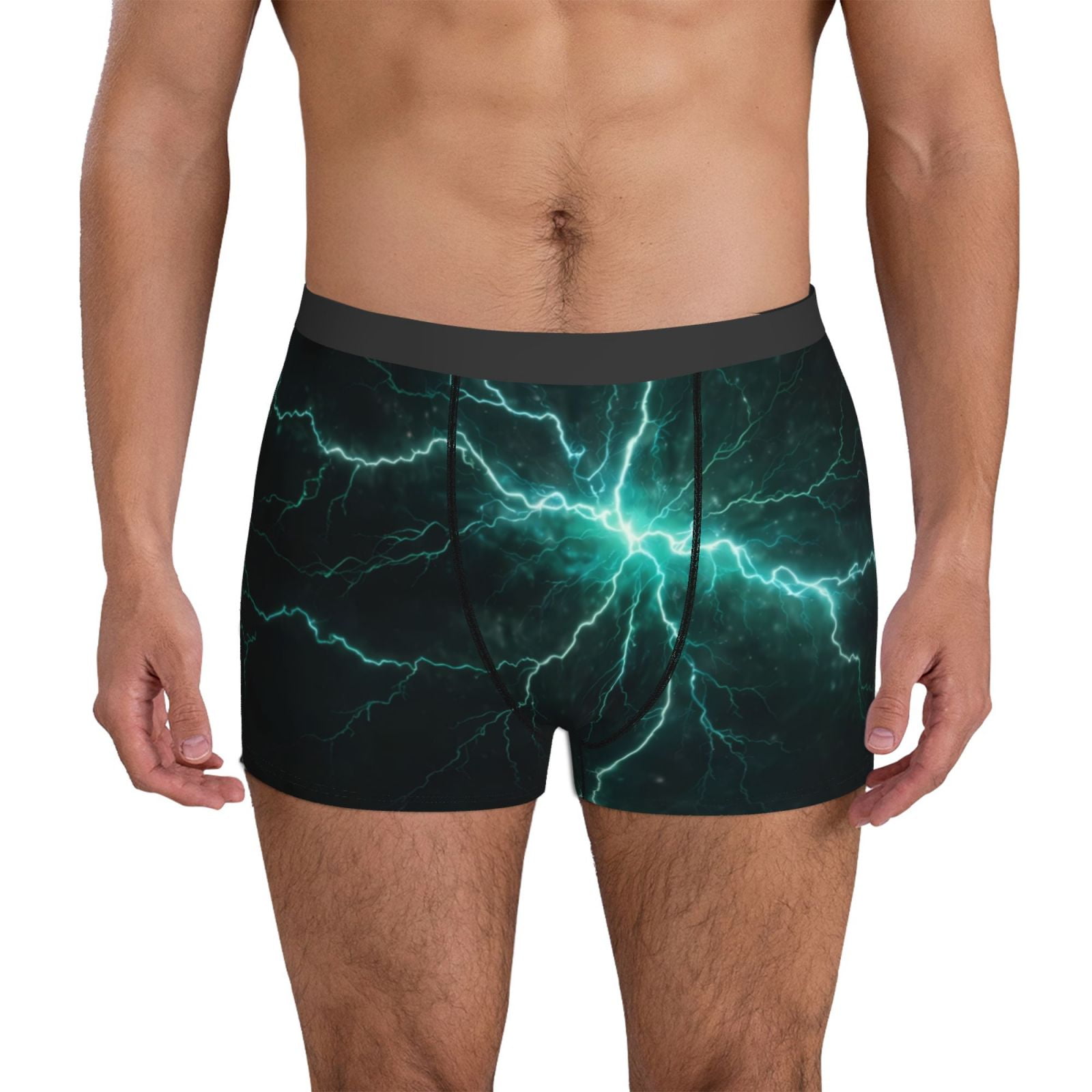 Mens Underwear Boxer Briefs - Green Lightning Flash Comfort Breathable ...