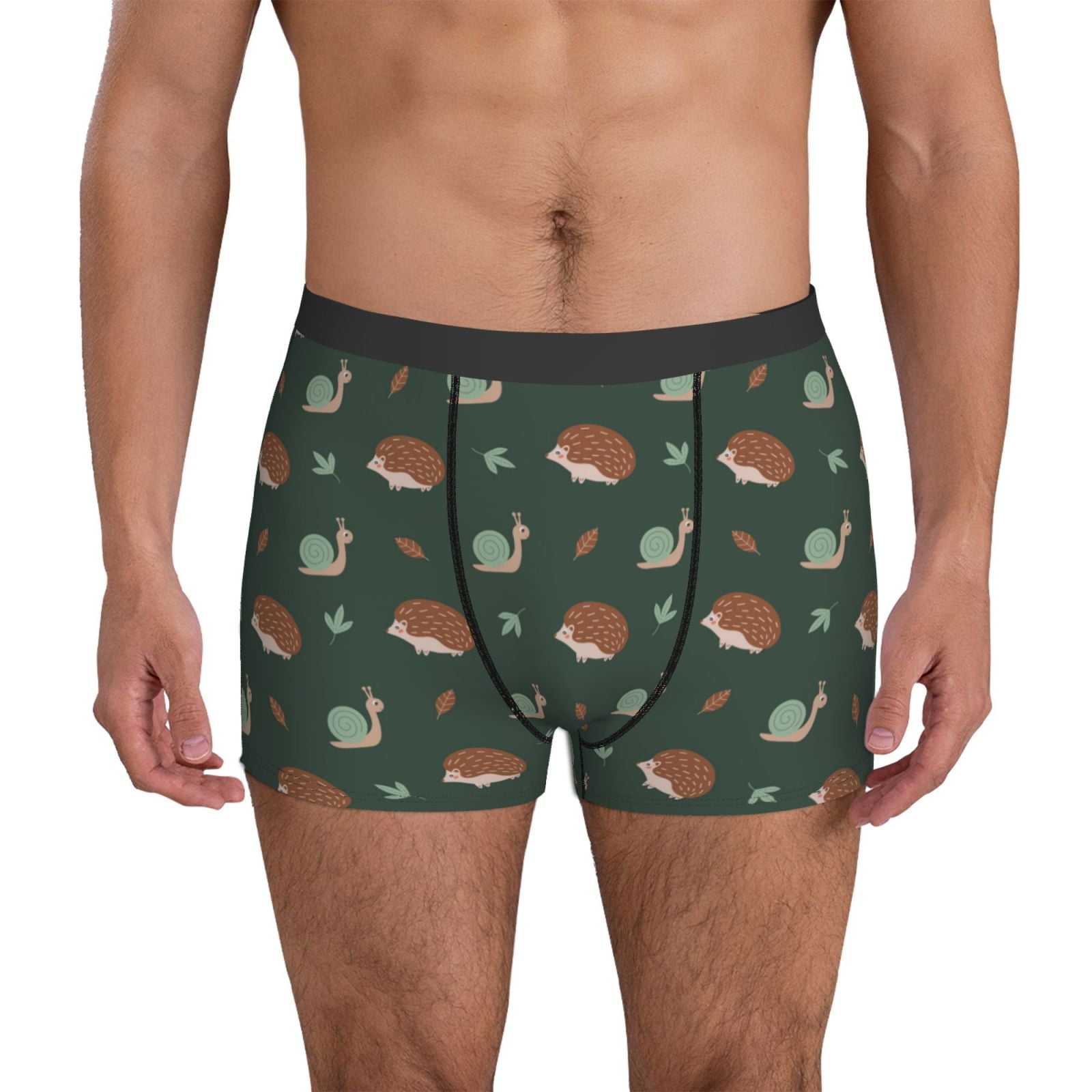 Mens Underwear Boxer Briefs - Green Snails Brown Hedgehogs Comfort ... Mens Underwear Boxer Briefs - Green Snails Brown Hedgehogs Comfort ...