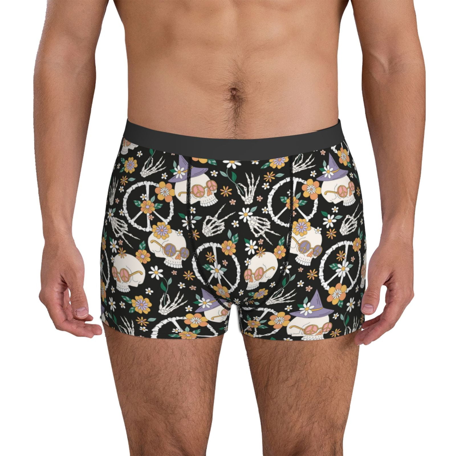 Mens Underwear Boxer Briefs - Halloween Scull Peace Sign cool Comfort ...