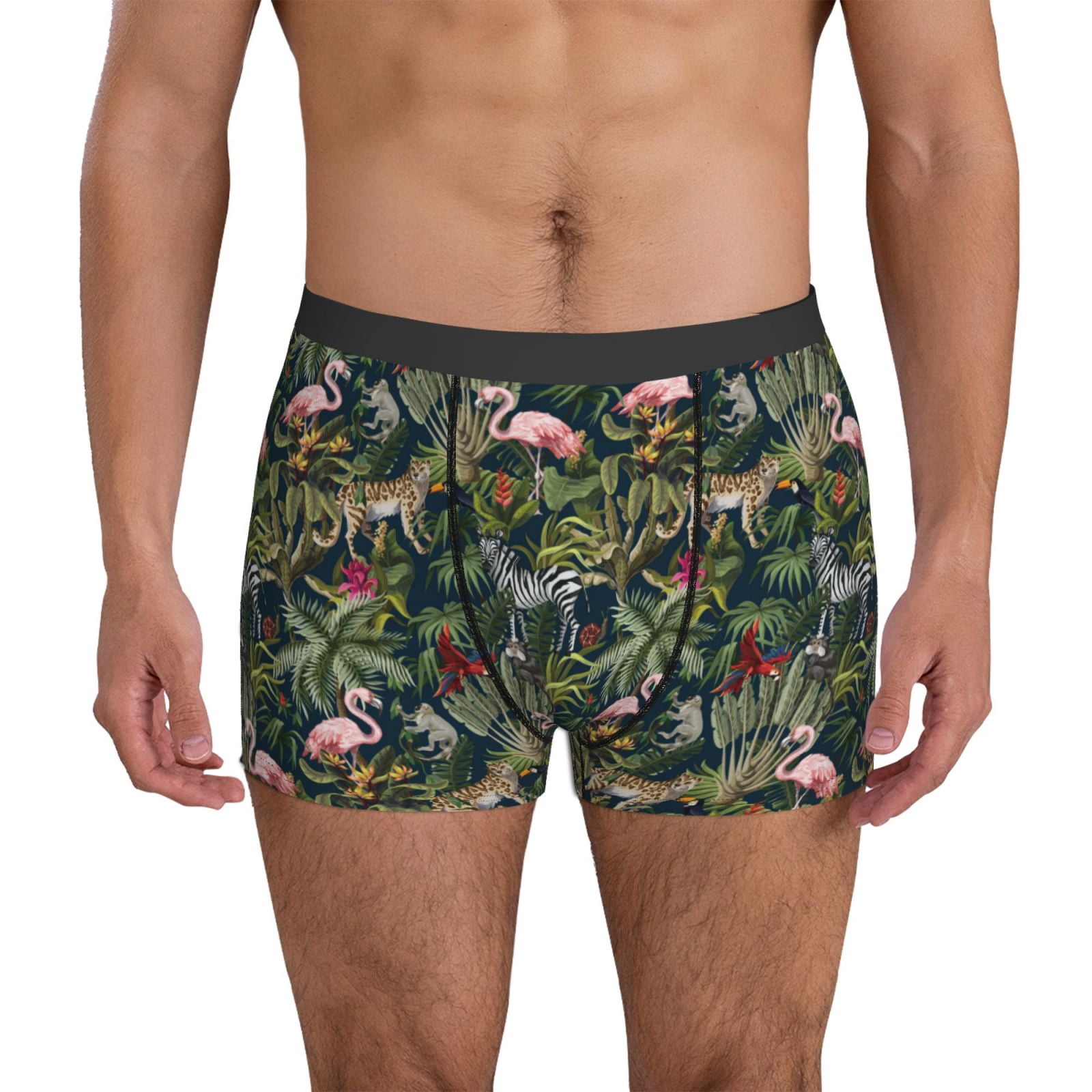 Mens Underwear Boxer Briefs - Hawaiian Style Flamingo Zebra Comfort ...