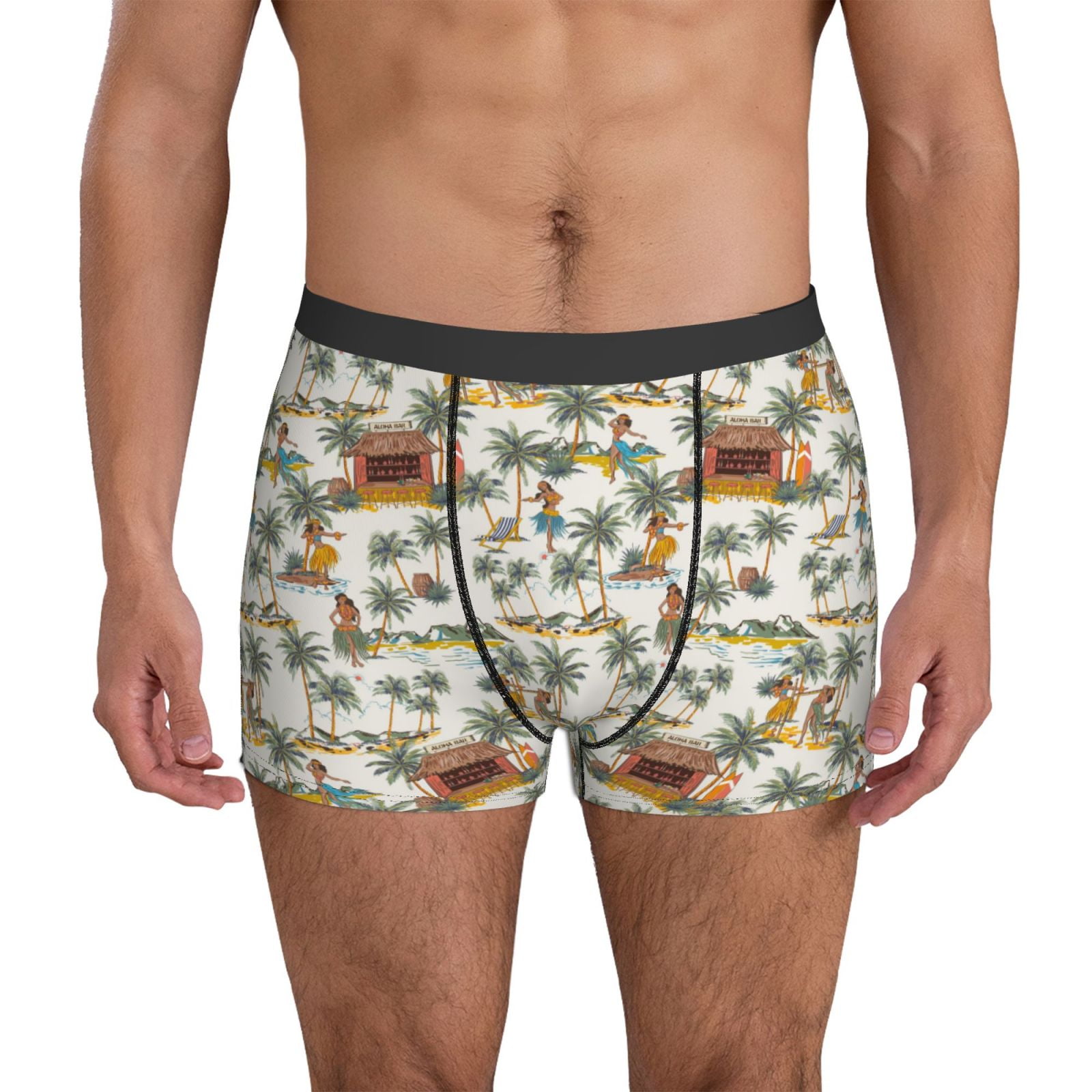 Mens Underwear Boxer Briefs - Hawaiian Style Green Coconut Tree Comfort ...
