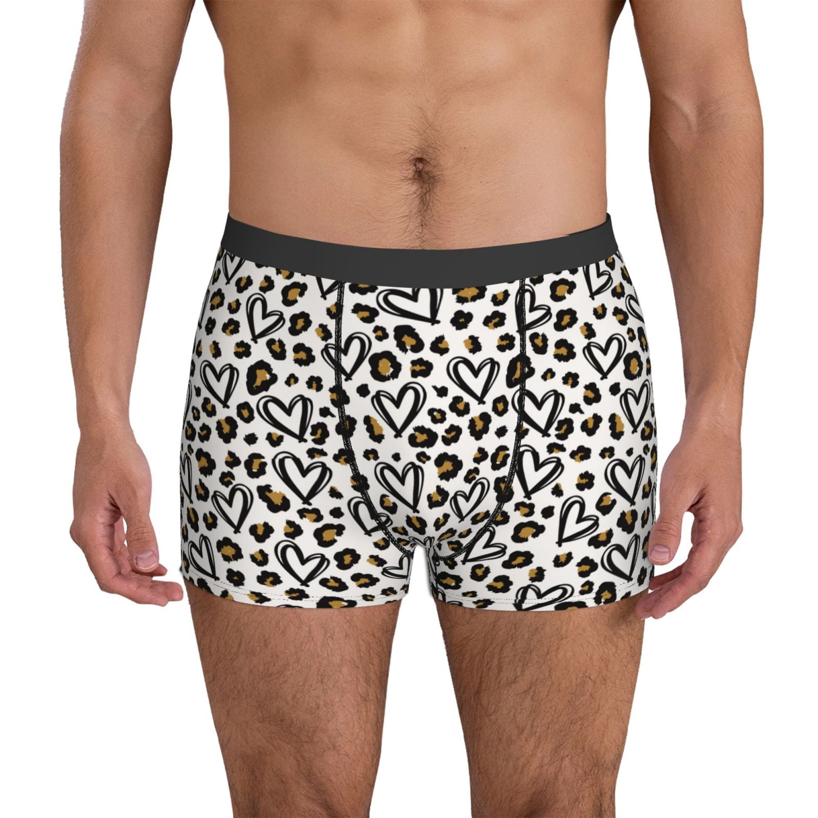 Mens Underwear Boxer Briefs - Heart leopard print Comfort Breathable ...