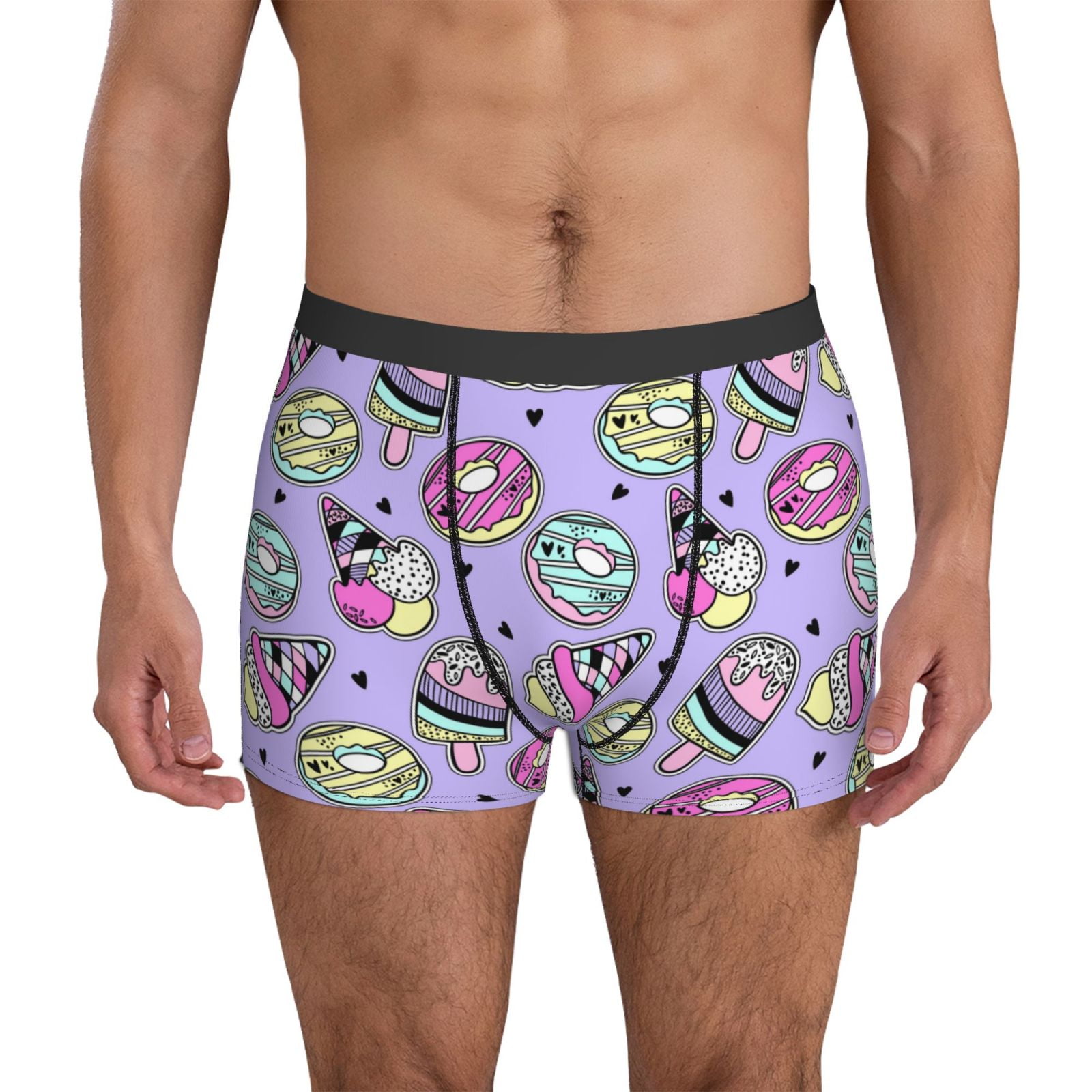 Mens Underwear Boxer Briefs - Ice Cream Cartoon Print Breathable Soft ...
