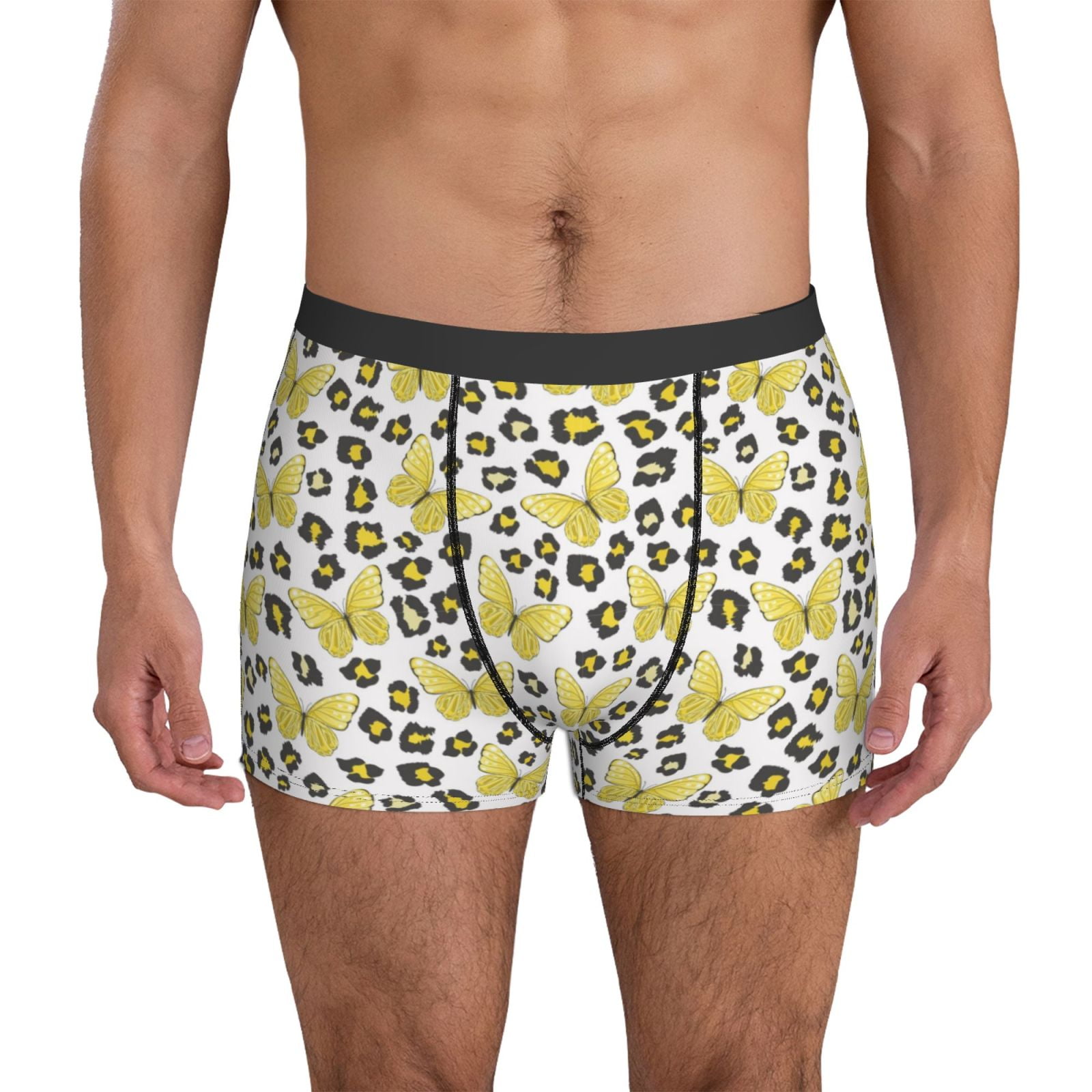 Mens Underwear Boxer Briefs Leopard And Butterfly Soft Stretch Boxer ...
