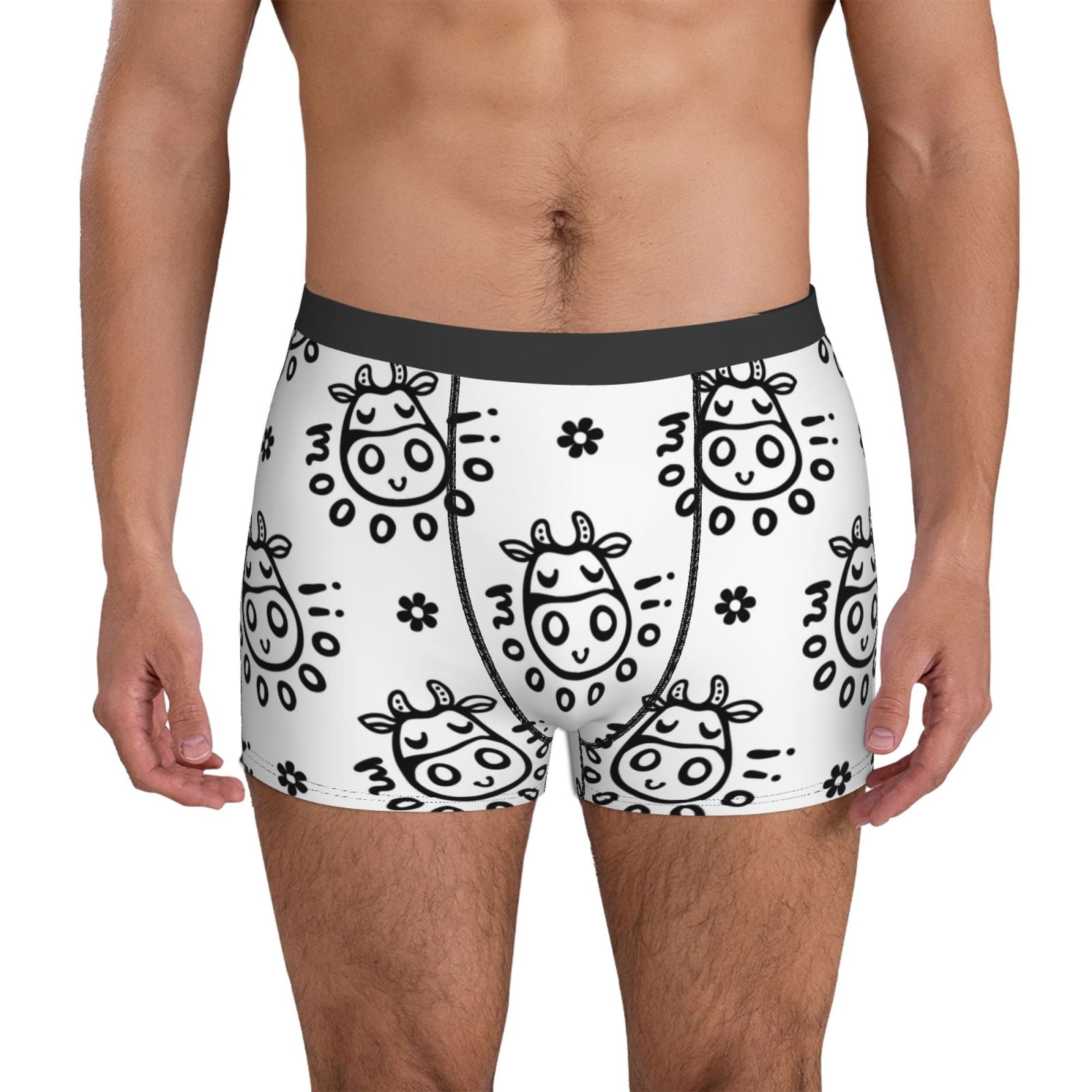Mens Underwear Boxer Briefs - Minimalist Lines Cute Cow Head Comfort ...