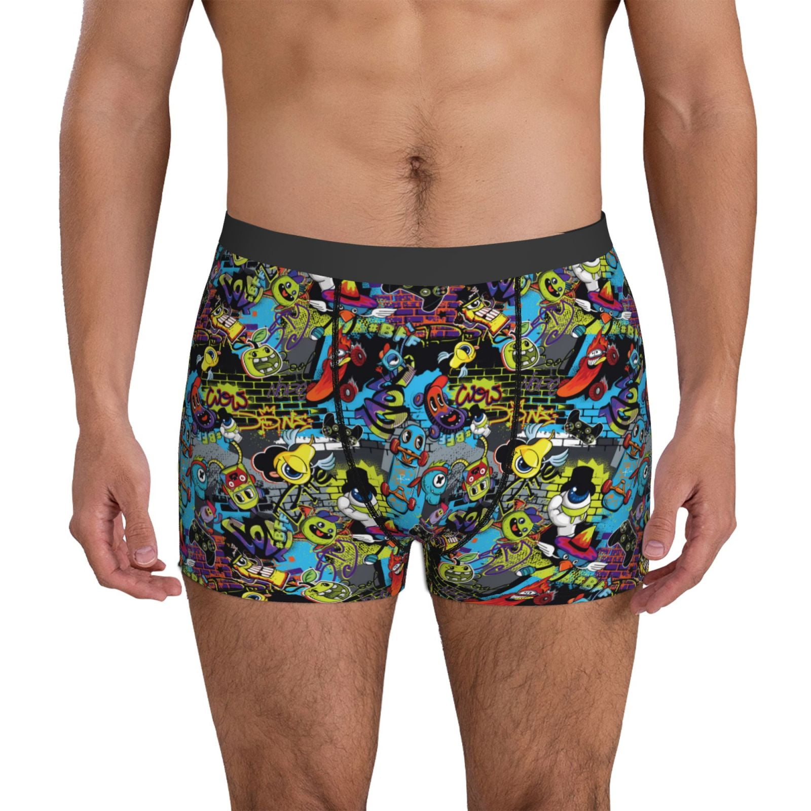 Mens Underwear Boxer Briefs Modern Graffiti Q Version Eyes Soft Stretch ...