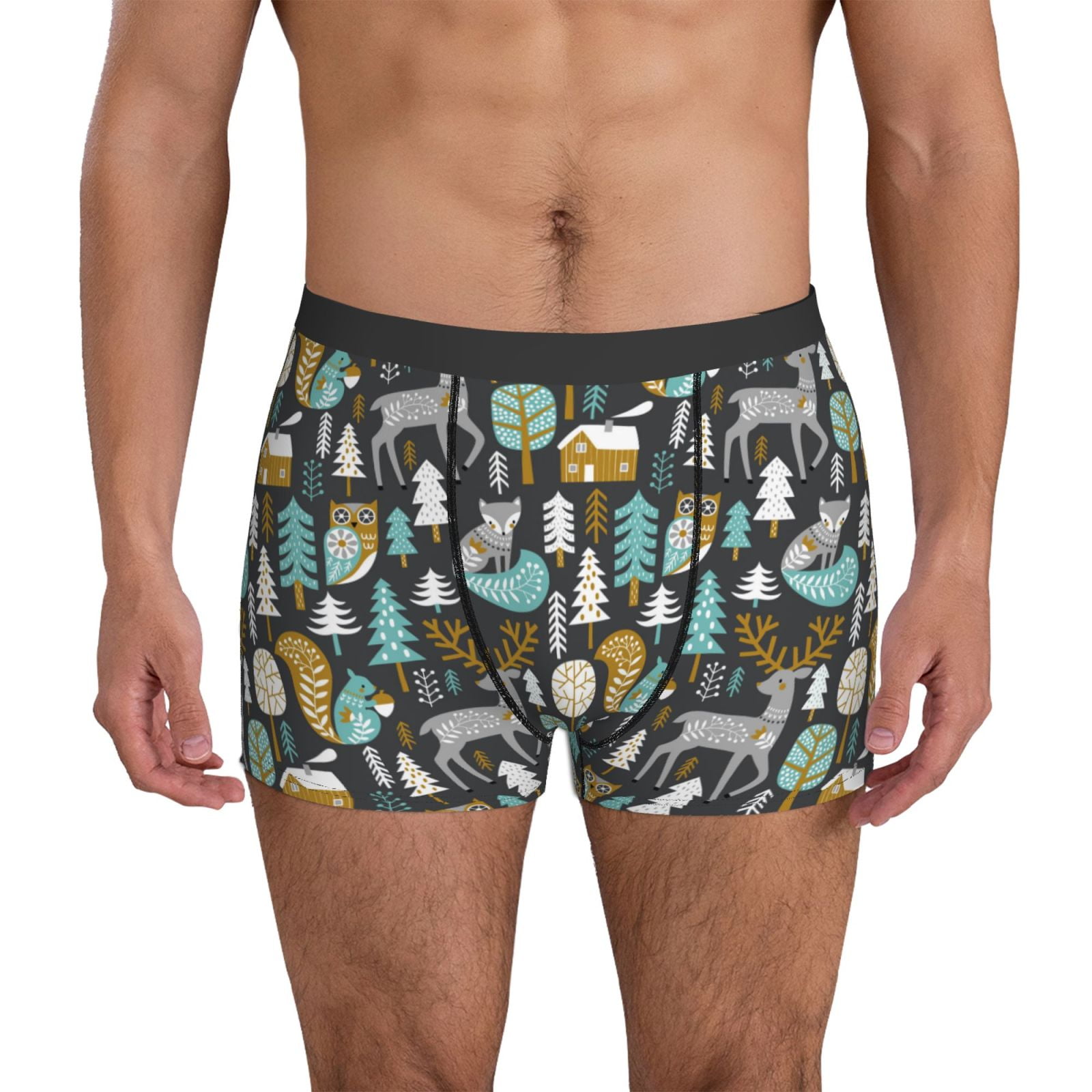 Mens Underwear Boxer Briefs - Moose Squirrel owls tree Comfort ...