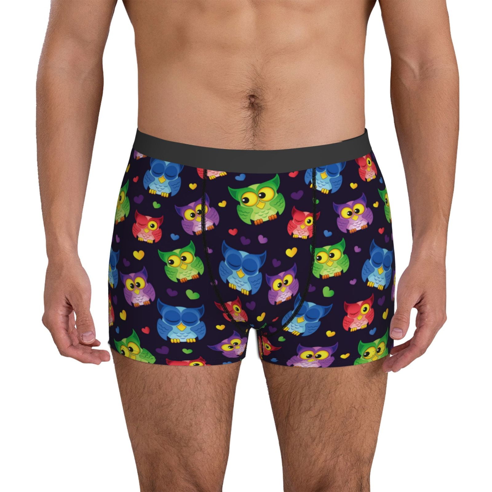 Mens Underwear Boxer Briefs Owls And Hearts Soft Stretch Boxer Shorts ...
