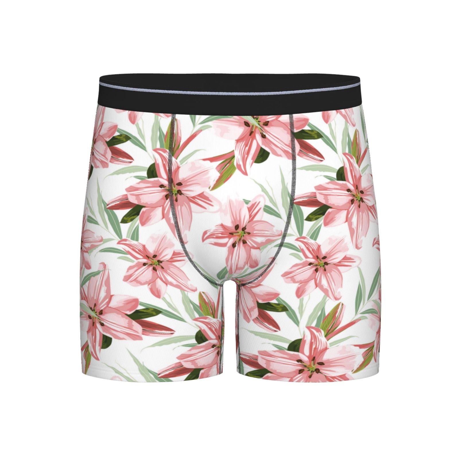 Mens Underwear Boxer Briefs - Pink Lilies Flowers Soft And Breathable ...