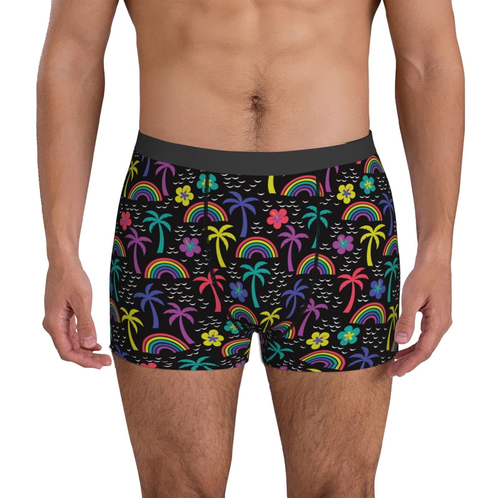 Mens Underwear Boxer Briefs Rainbow Coconut Tree Soft Stretch Boxer ...