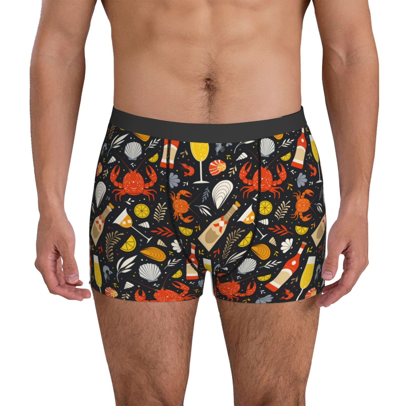 Mens Underwear Boxer Briefs - Seafood And Drinks Breathable Soft Mens ...