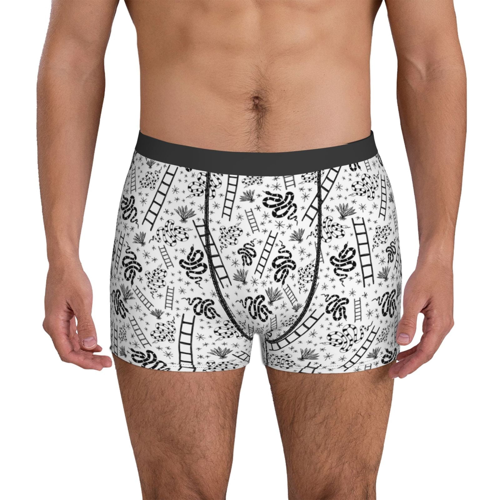 Mens Underwear Boxer Briefs - Simple Snake Black Lines Ladder Comfort ...
