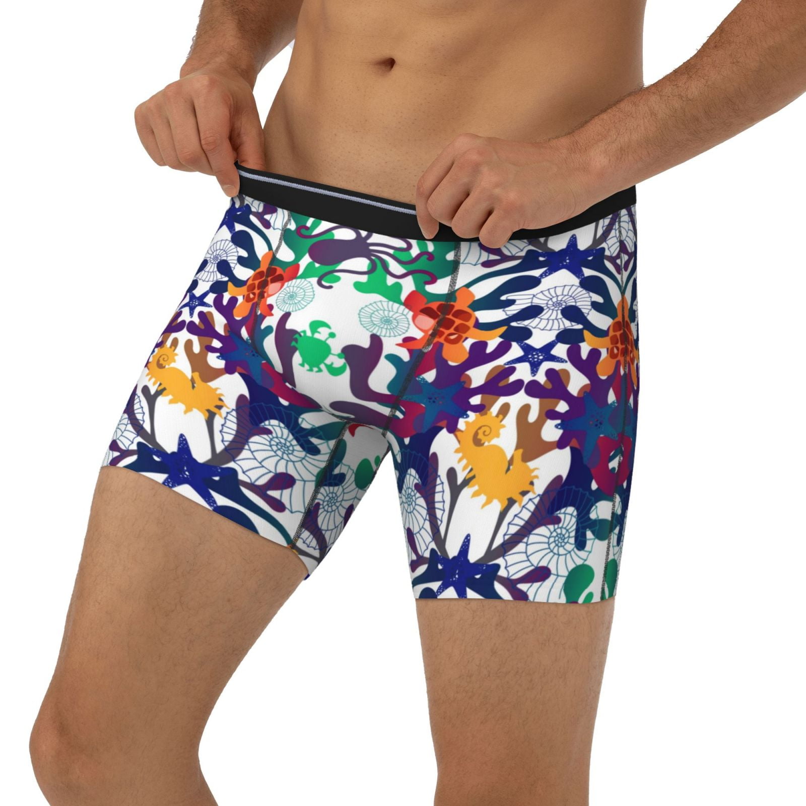Mens Underwear Boxer Briefs - Starfish And Turtle Breathable Stretch ...