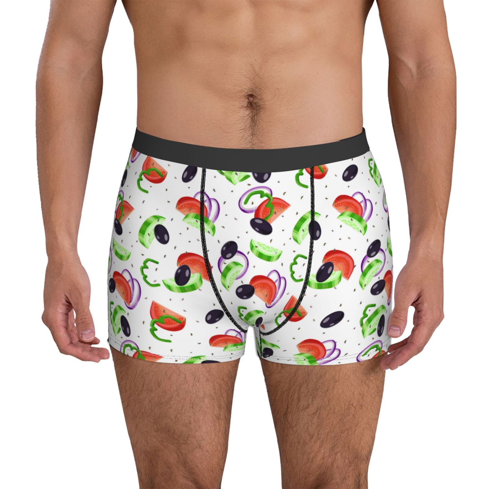 Mens Underwear Boxer Briefs Tomato Eggplant Cucumber Soft Stretch Boxer ...