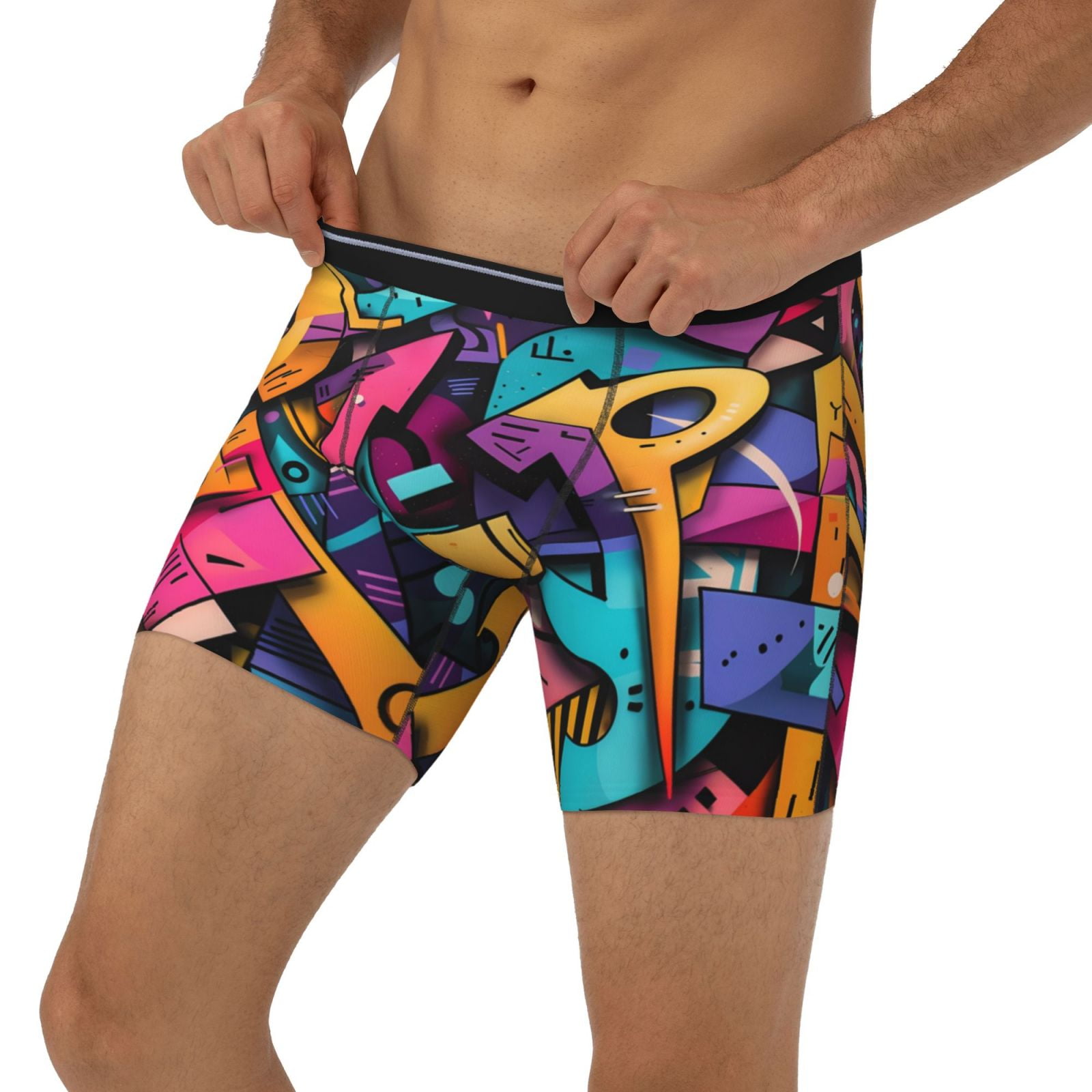 Mens Underwear Boxer Briefs - Vibrant Graffiti Urban Art Breathable Stretch Underwear for Men ...