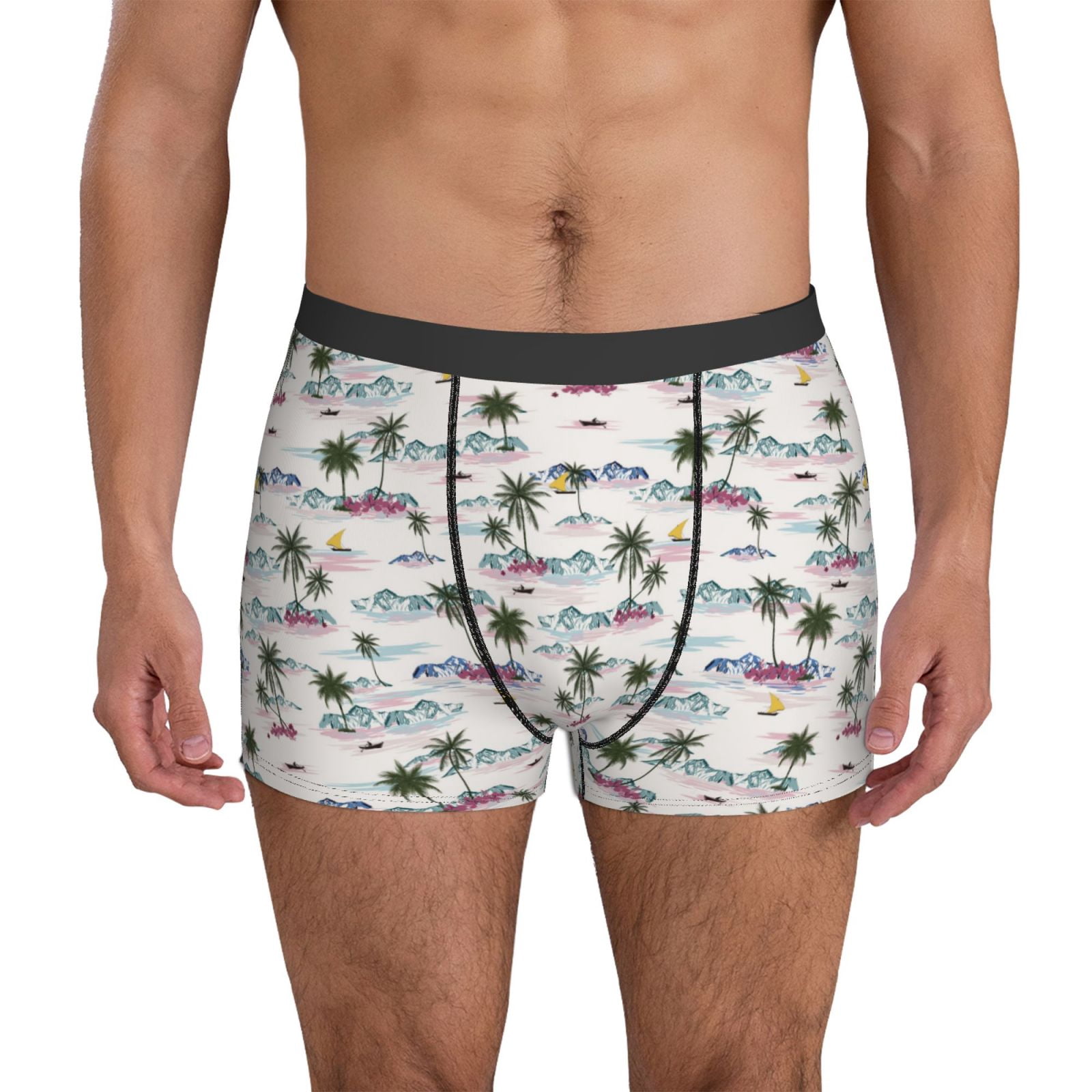 Mens Underwear Boxer Briefs - palm tree island_B Comfort Breathable men ...
