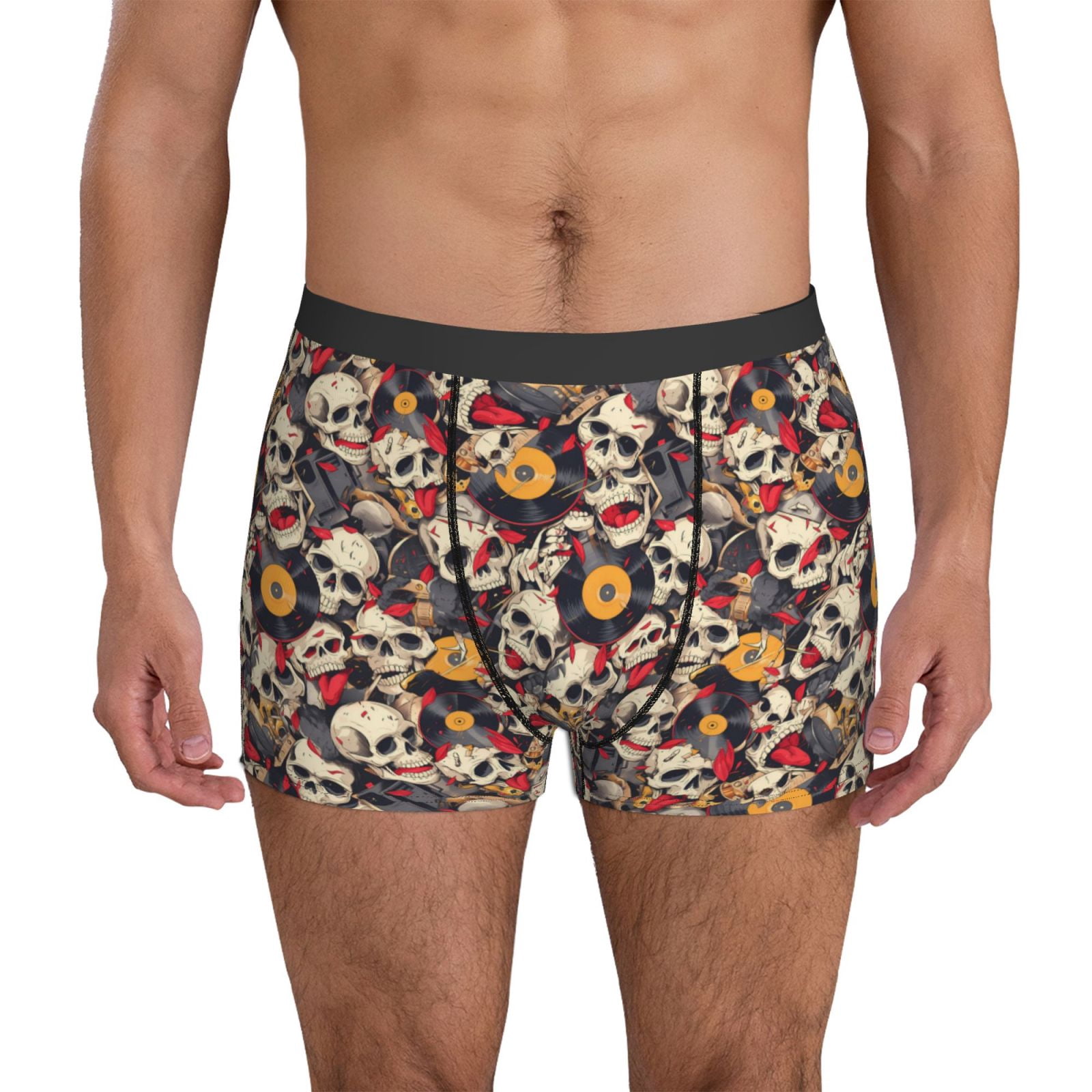 Mens Underwear Boxer Briefs - rock Skull record artist Comfort ...