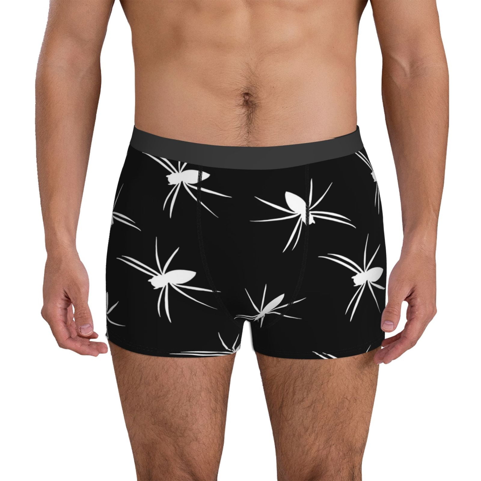 Mens Underwear Boxer Briefs white spider doodle black Soft Stretch ...