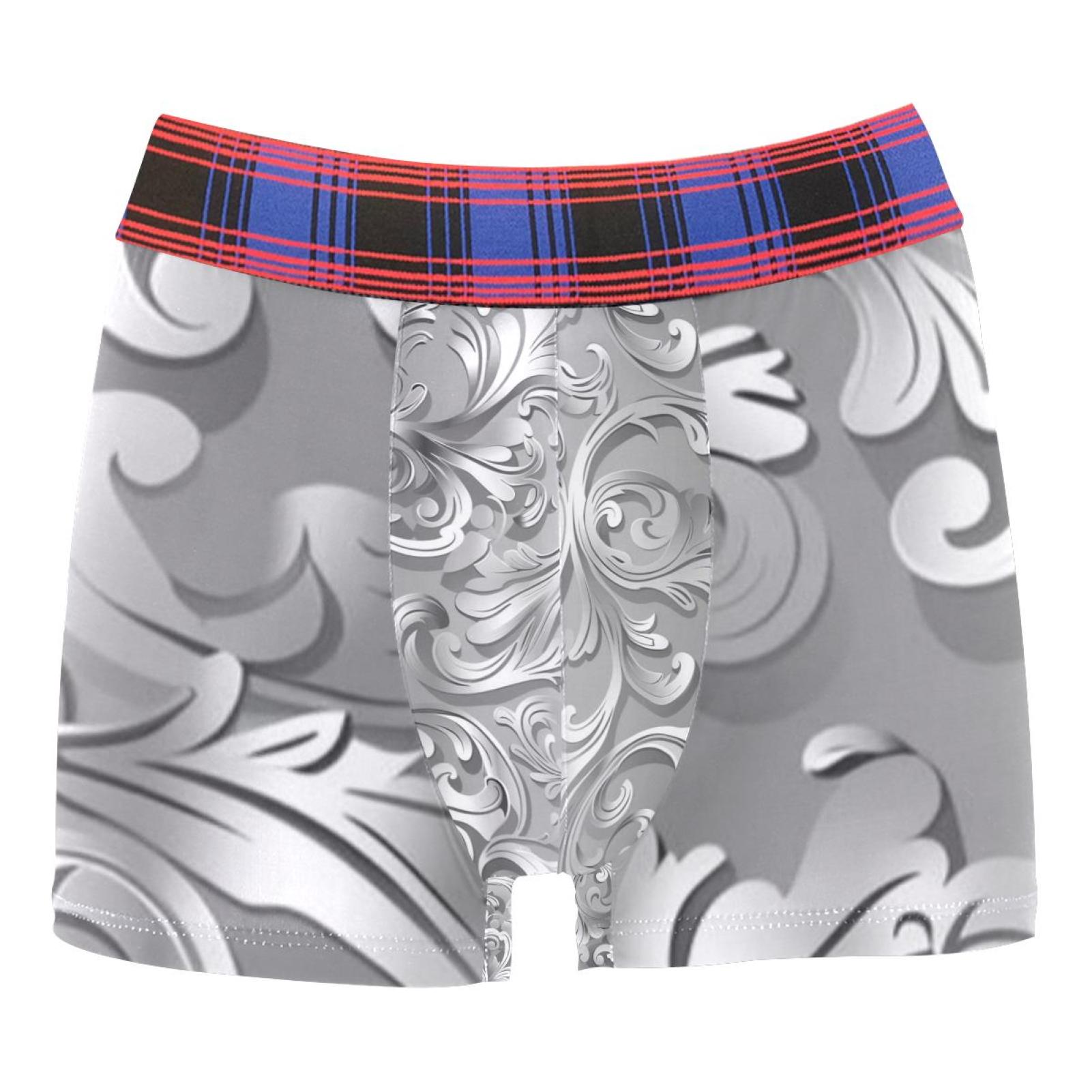 Mens Underwear, Boxers for Men, Pastorable Gray Leaves Vintage Art ...