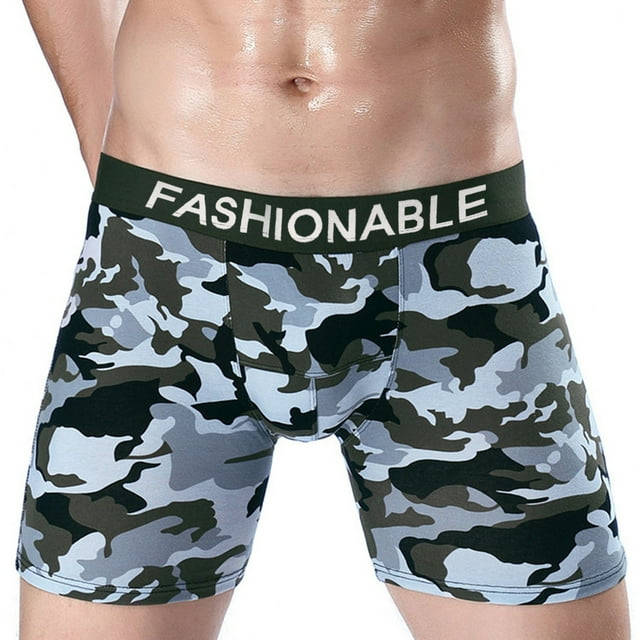Mens Underwear Briefs Men's Cotton Camouflage Printed Boxer Briefs ...