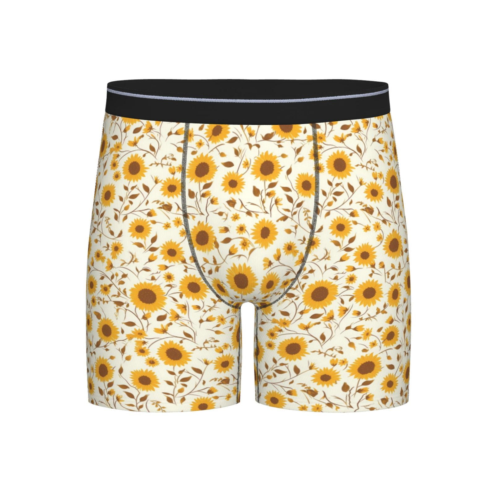 Mens Underwear, Brown Leaf Sunflower Mens Underwear Boxer Briefs, Soft ...