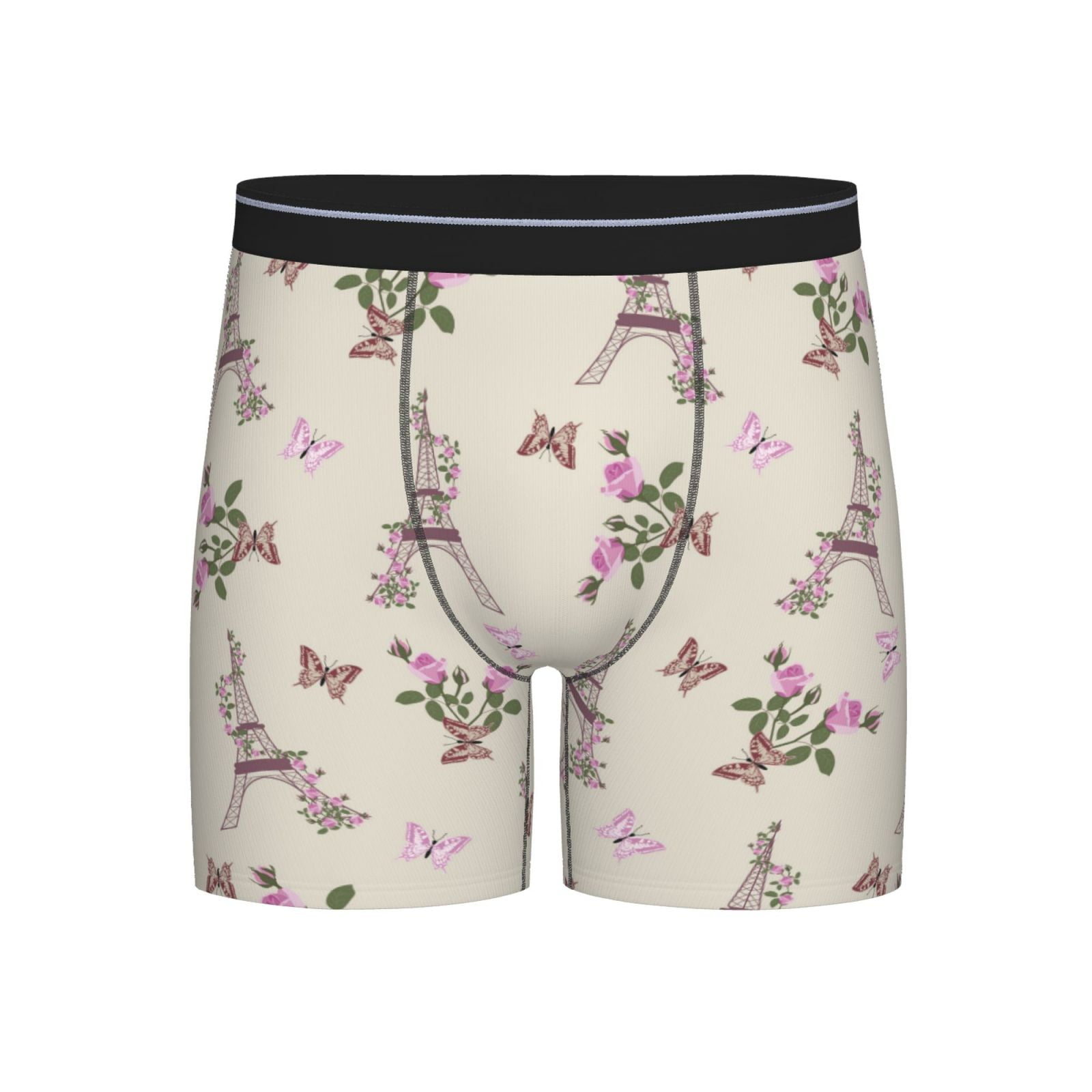 Mens Underwear, Butterfly Tower Flower Mens Underwear Boxer Briefs, Soft Breathable Underwear ...
