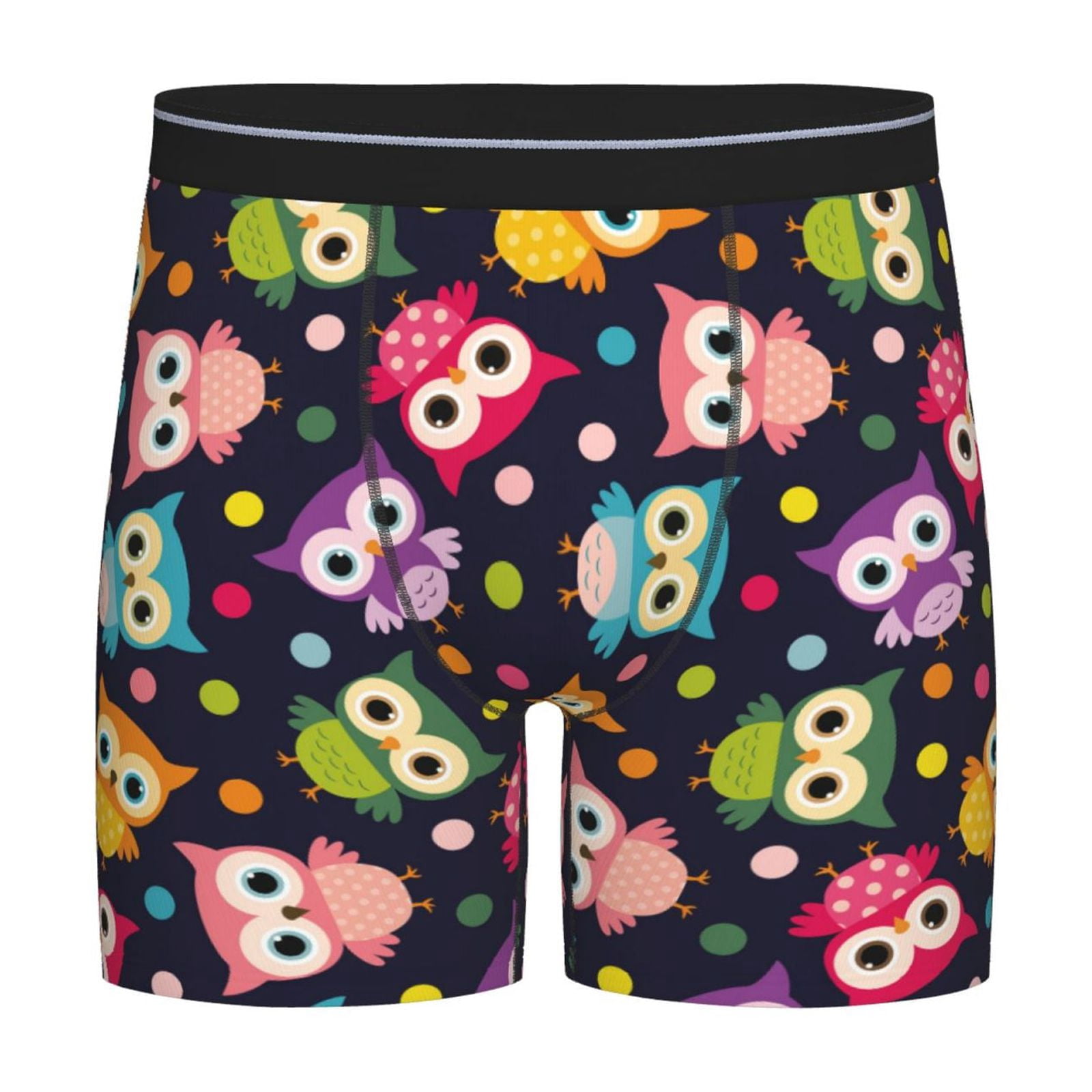 Mens Underwear, Cartoon Cute Colorful Owls Mens Underwear Boxer Briefs ...