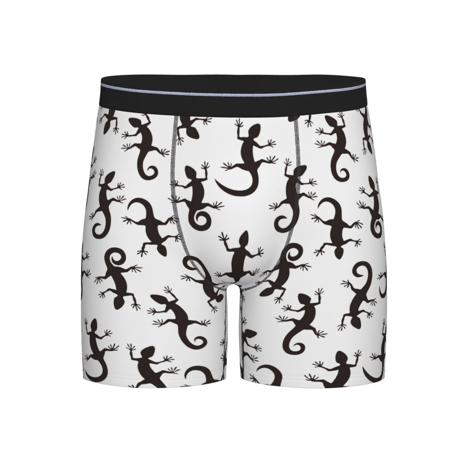 Mens Underwear, Cartoon Cute Gecko Black White Mens Underwear Boxer ...