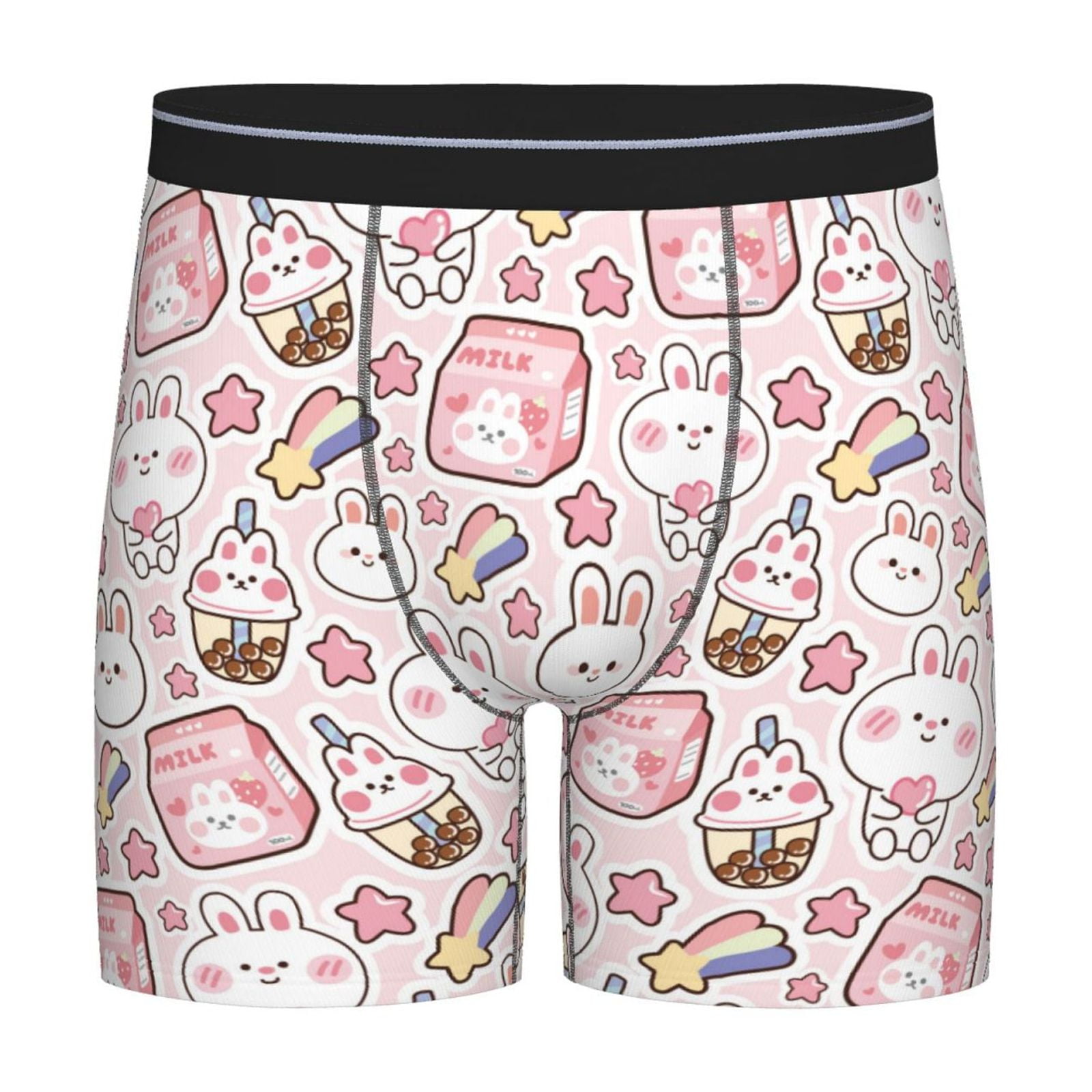 Mens Underwear, Cartoon Cute Rabbit Milk Star Mens Underwear Boxer ...