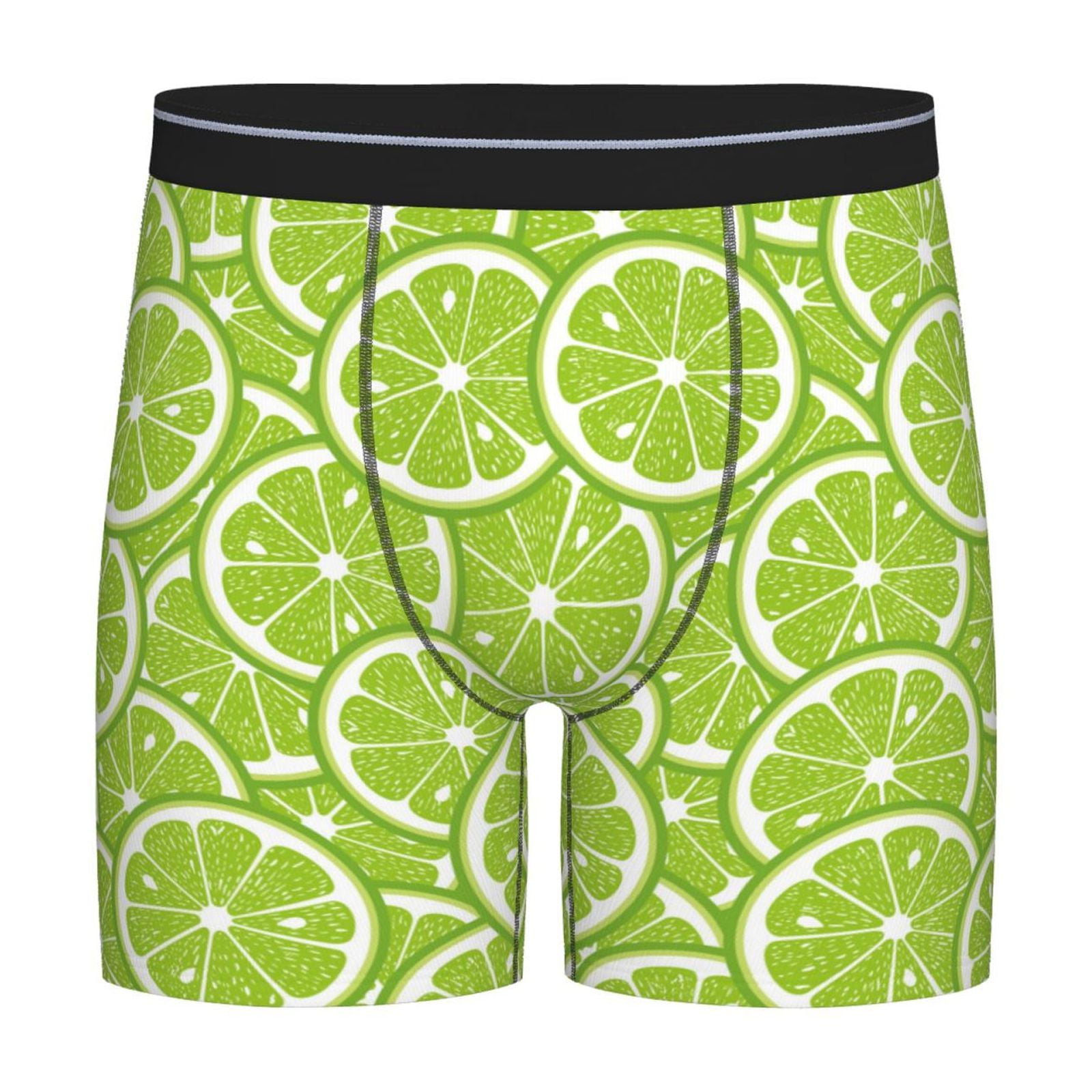 Mens Underwear, Cartoon Lemon Green Print Mens Underwear Boxer Briefs ...