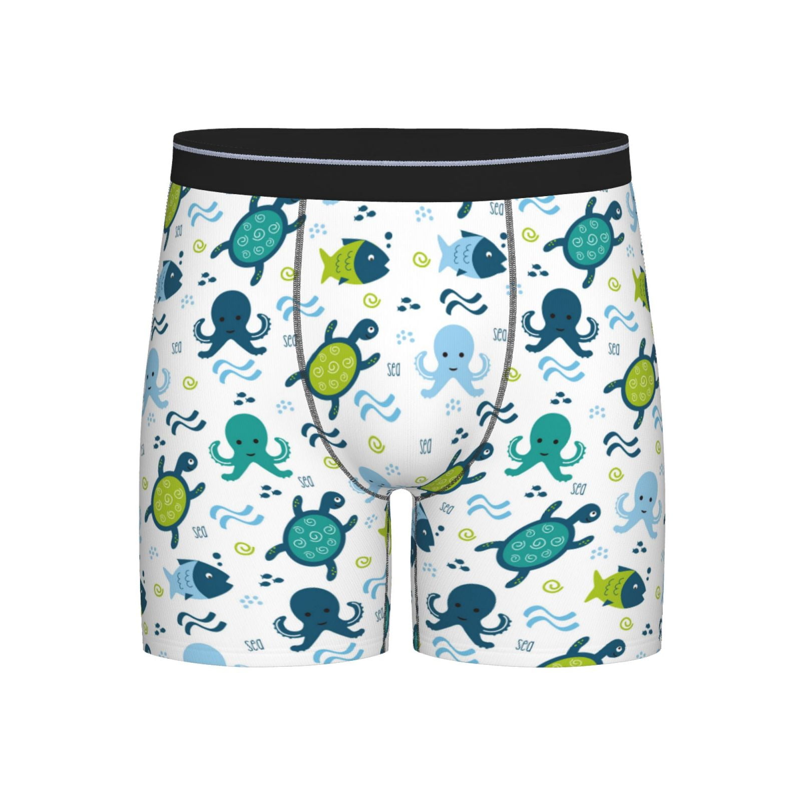 Mens Underwear, Cartoon Sea Creatures Mens Underwear Boxer Briefs, Soft ...