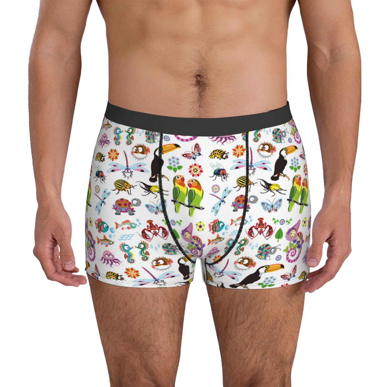Mens Underwear - Cartoon Wild Animals Breathable Stretch Boxers for Men ...