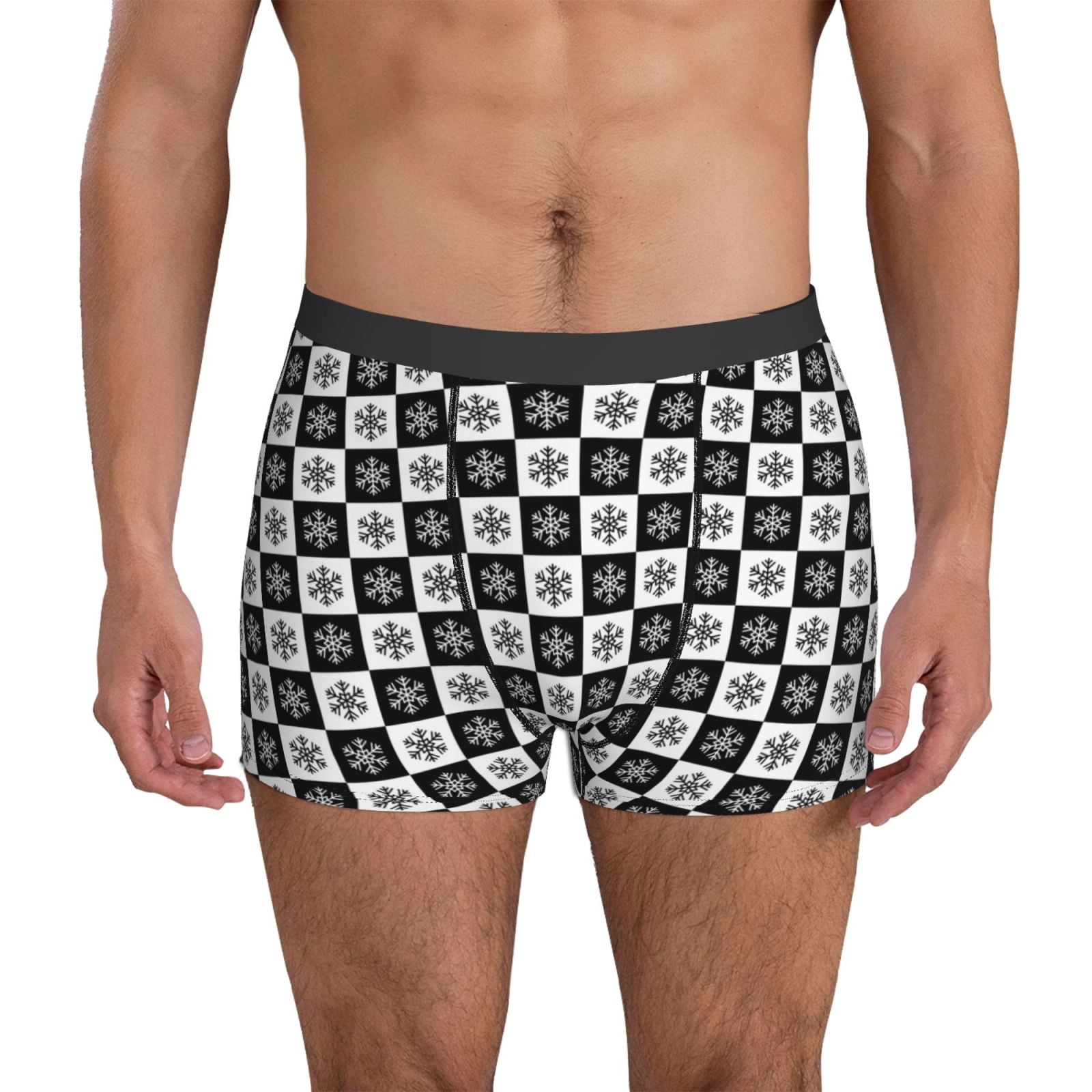 Mens Underwear - Checkerboard With Snowflake 1 Breathable Stretch Boxers for Men Athletic Mens ...
