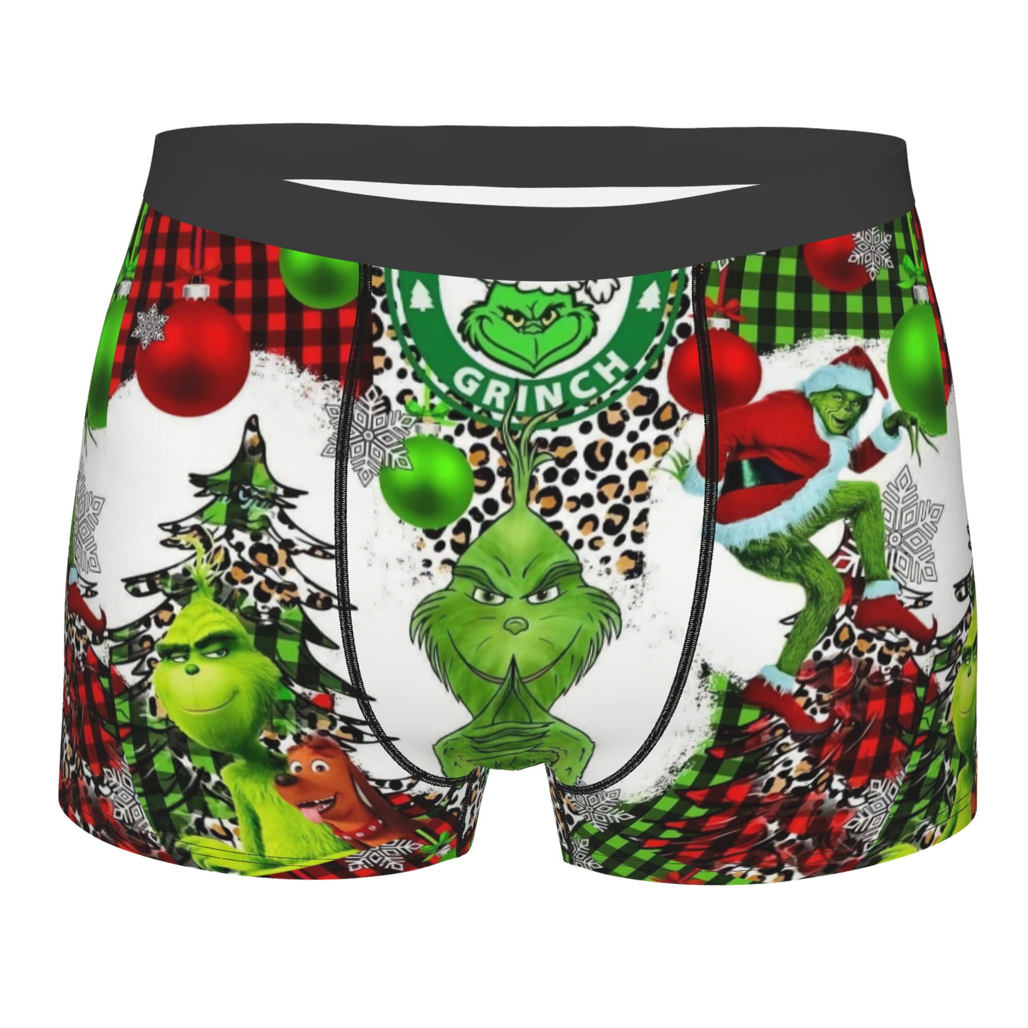Mens Underwear,Christmas Grinch Boxer Briefs,Breathable Soft Moisture ...