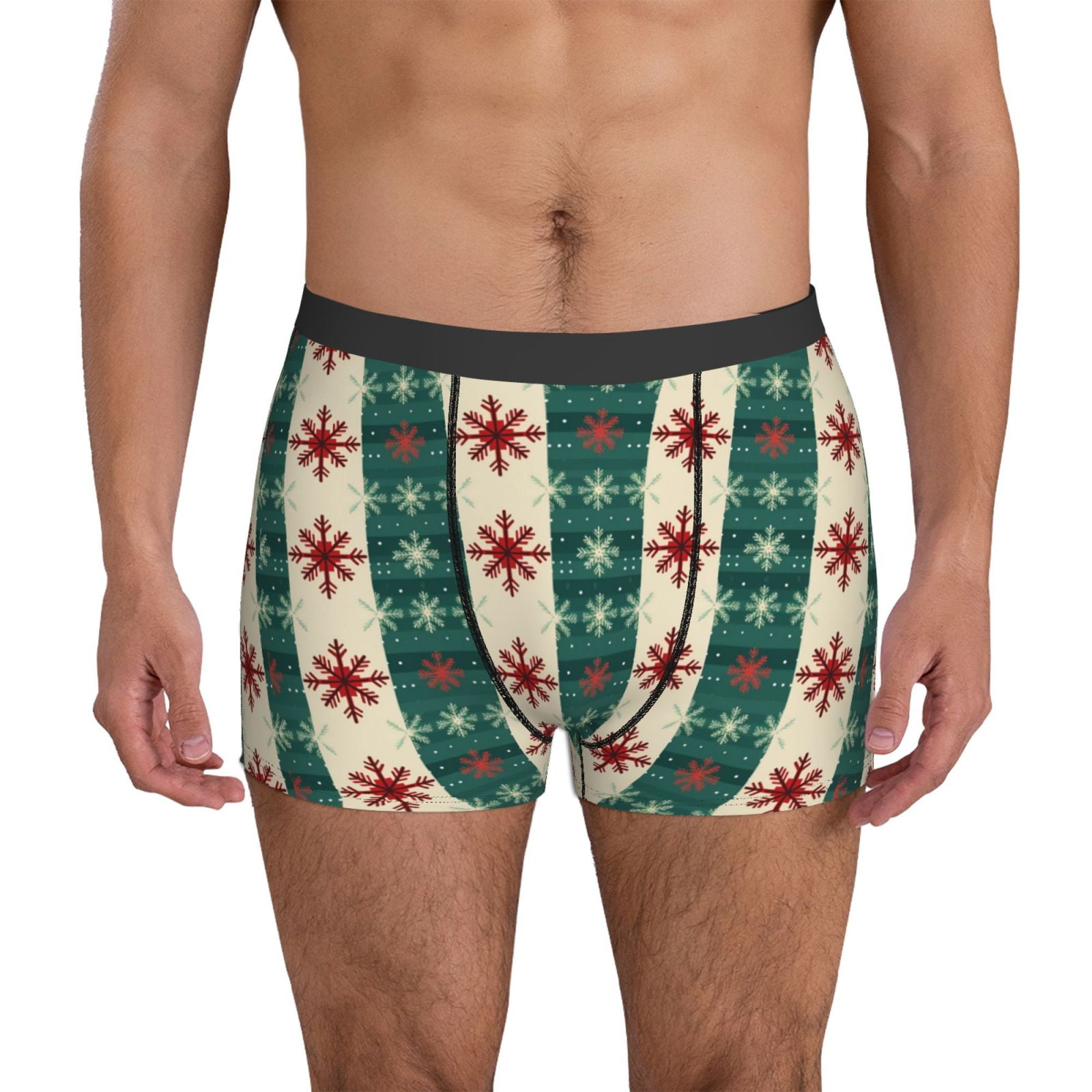 Mens Underwear - Christmas Snowflakes Plaid Breathable Stretch Boxers ...