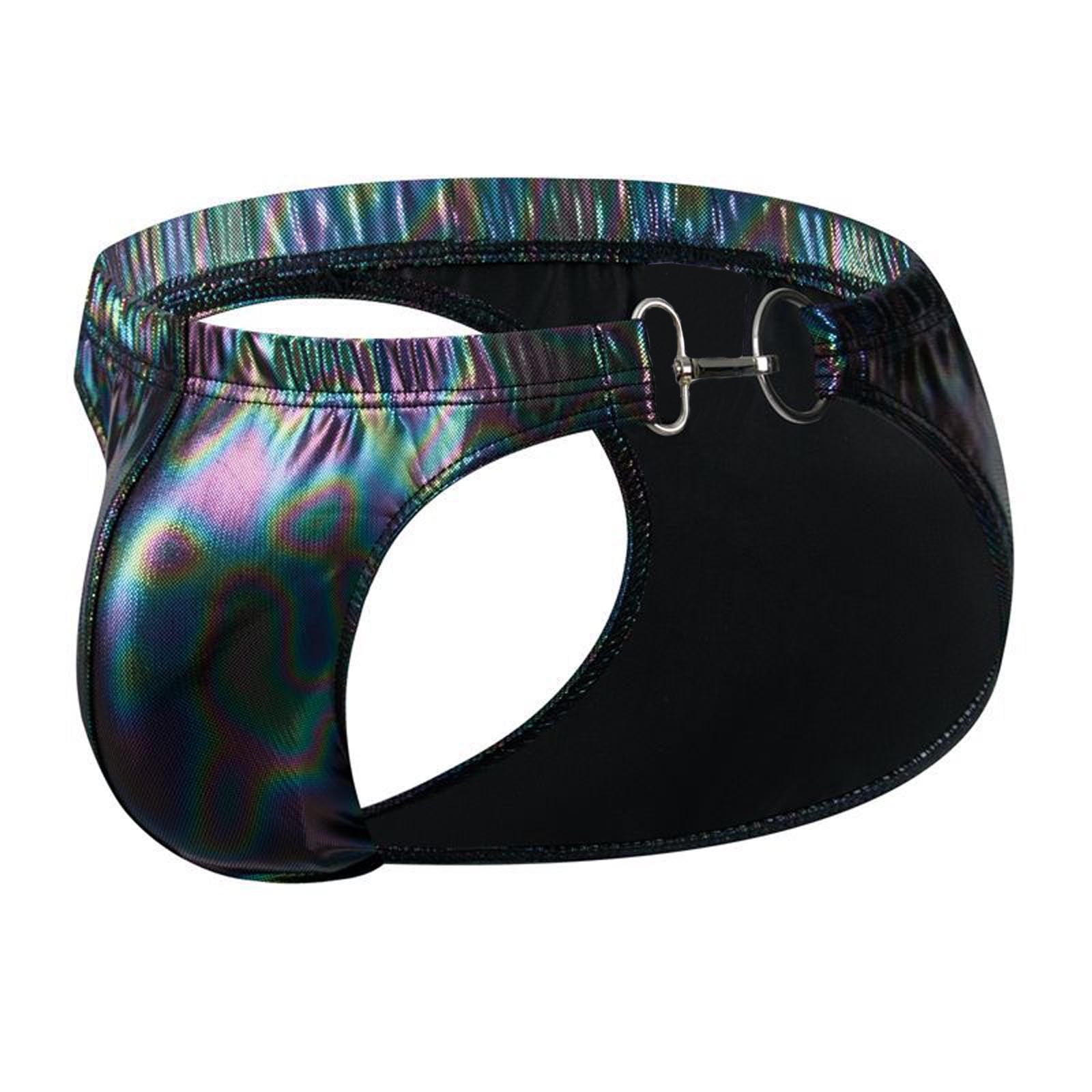 Mens Underwear Briefs Metal Buckle Laser-like Swim Shorts Briefs ...