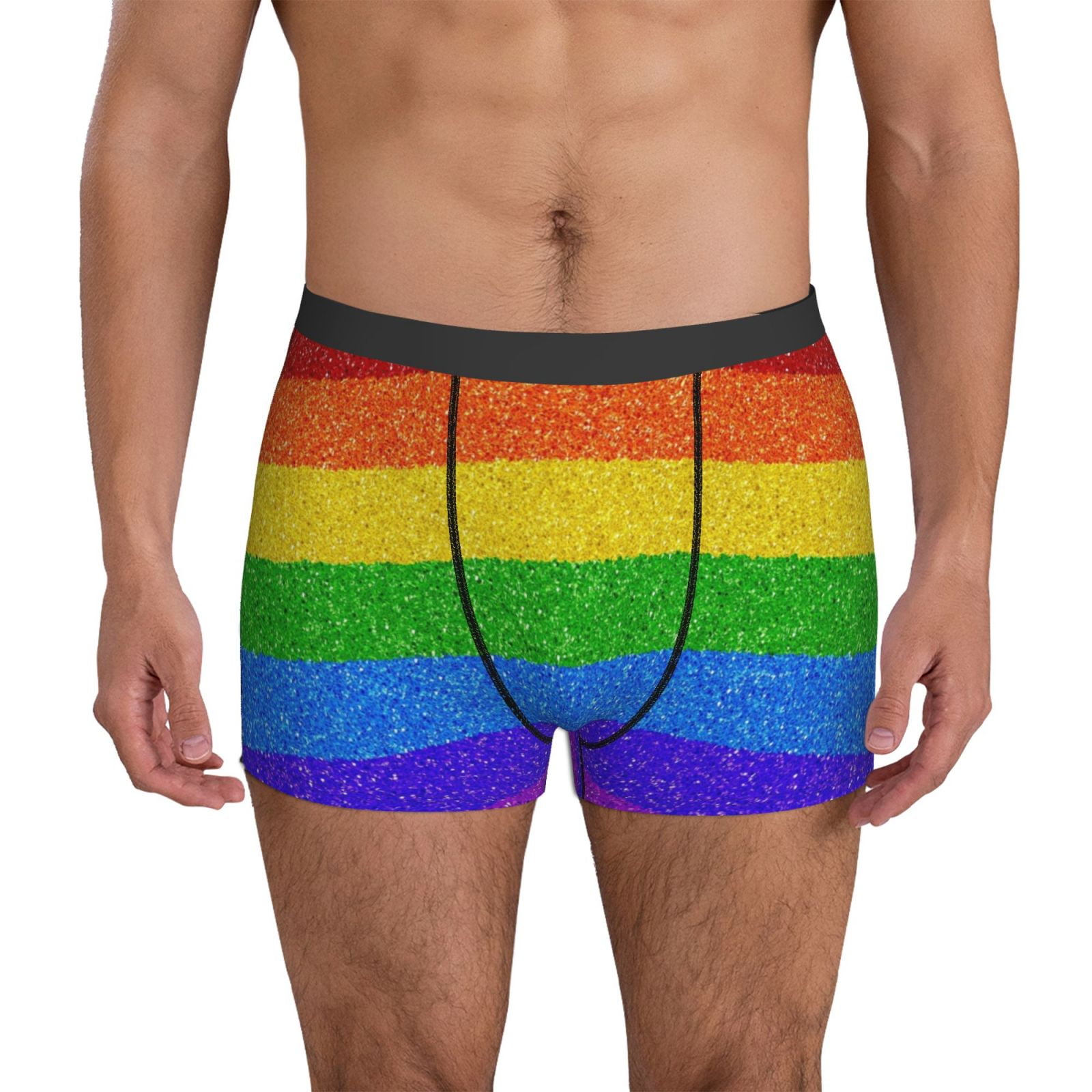 Mens Underwear - Colorful Glitter Rainbow Breathable Stretch Boxers for Men Athletic Mens Boxer ...