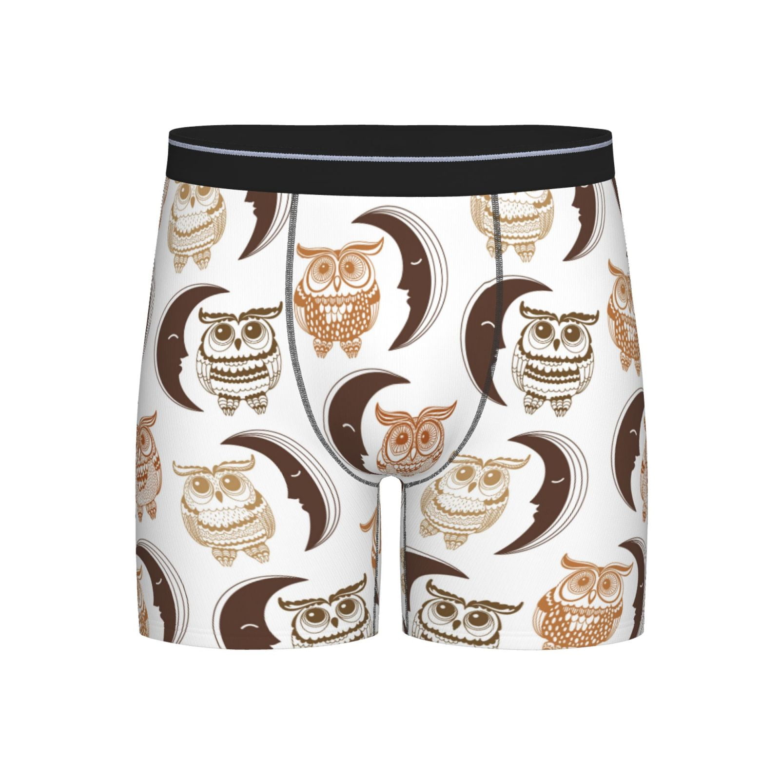 Mens Underwear, Crescent Moon And Owl Mens Underwear Boxer Briefs, Soft ...