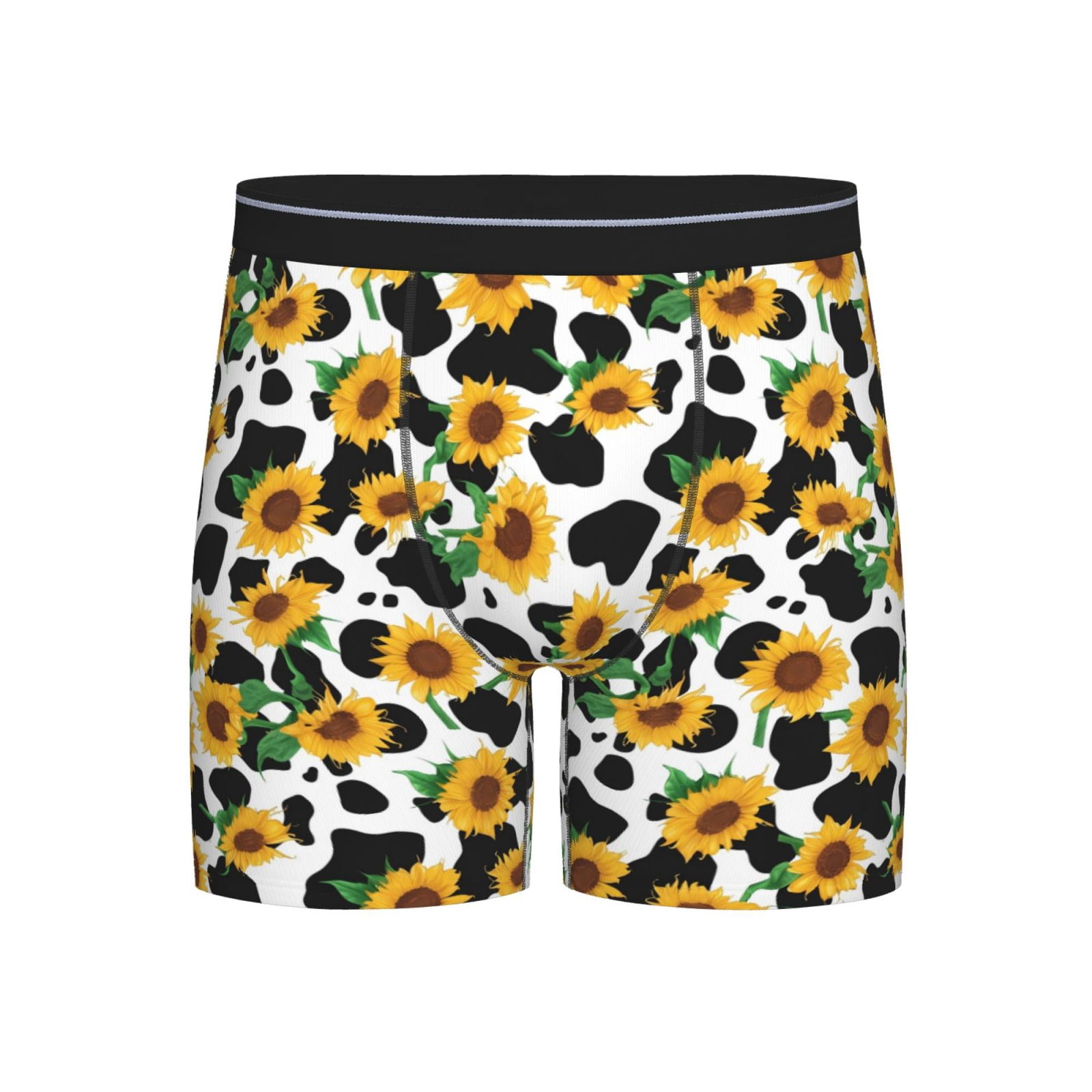 Mens Underwear, Cute Cow Print Sunflower C Mens Underwear Boxer Briefs ...