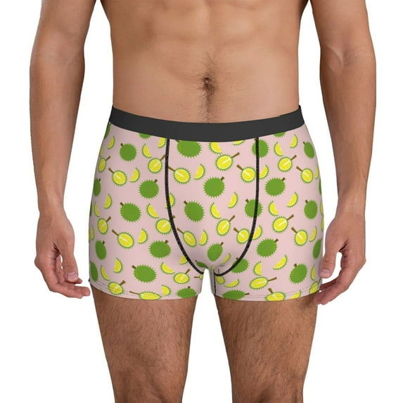 Mens Underwear, Cute Durian Light Pink Sexy Mens Underwear Boxer Briefs, Breathable Boxer Briefs ...