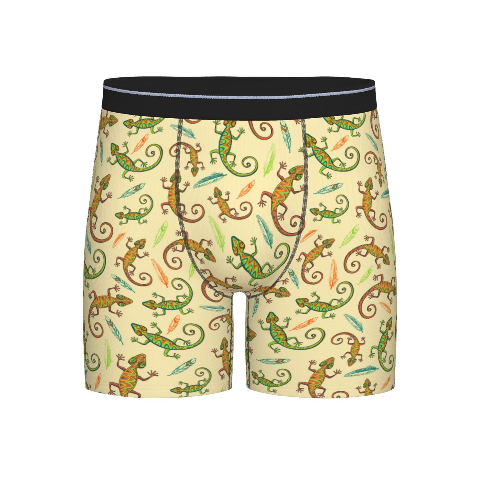 Mens Underwear, Cute Gecko Lizard Feathers Mens Underwear Boxer Briefs ...