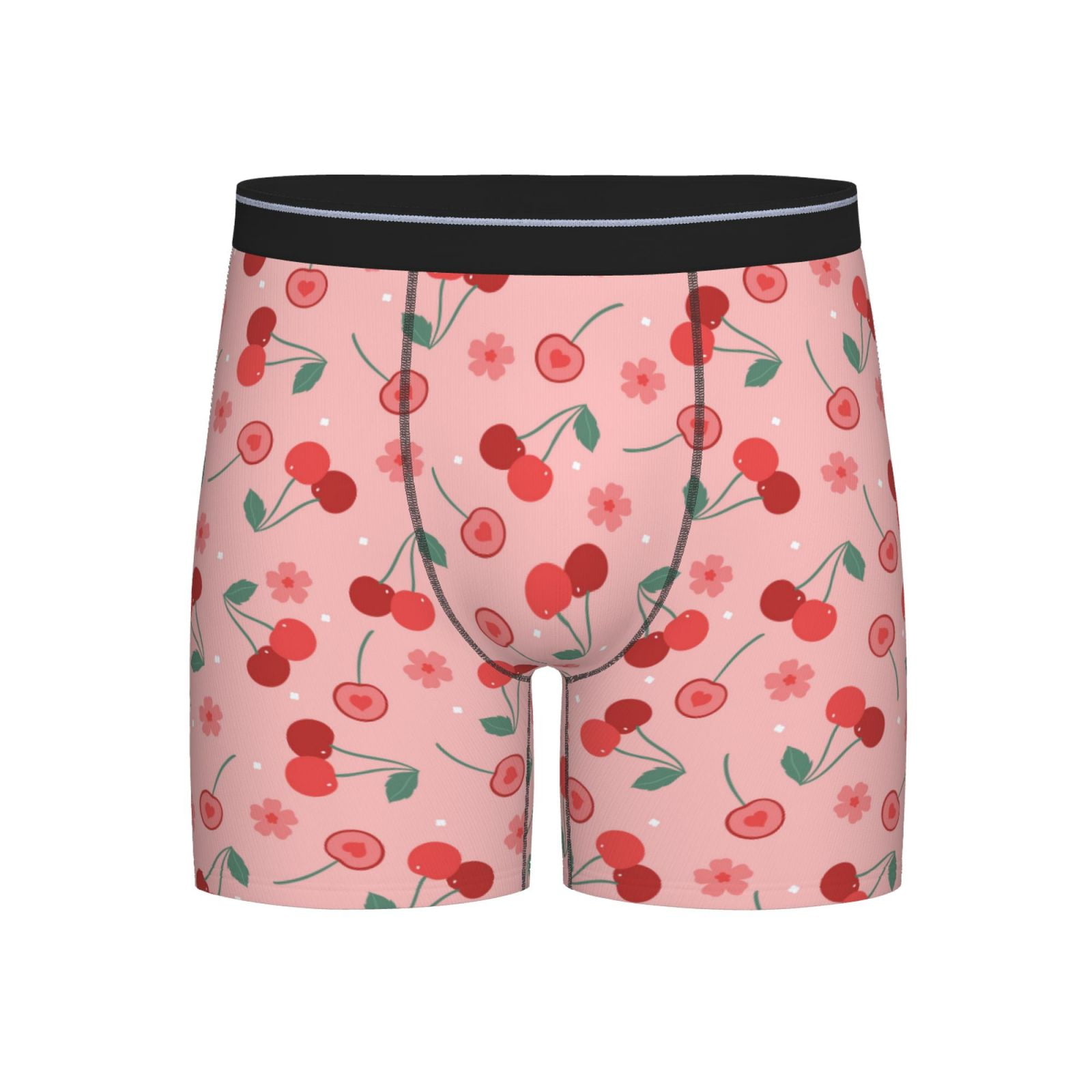 Mens Underwear, Cute Red Love Berry Pink Flowers Mens Underwear Boxer ...