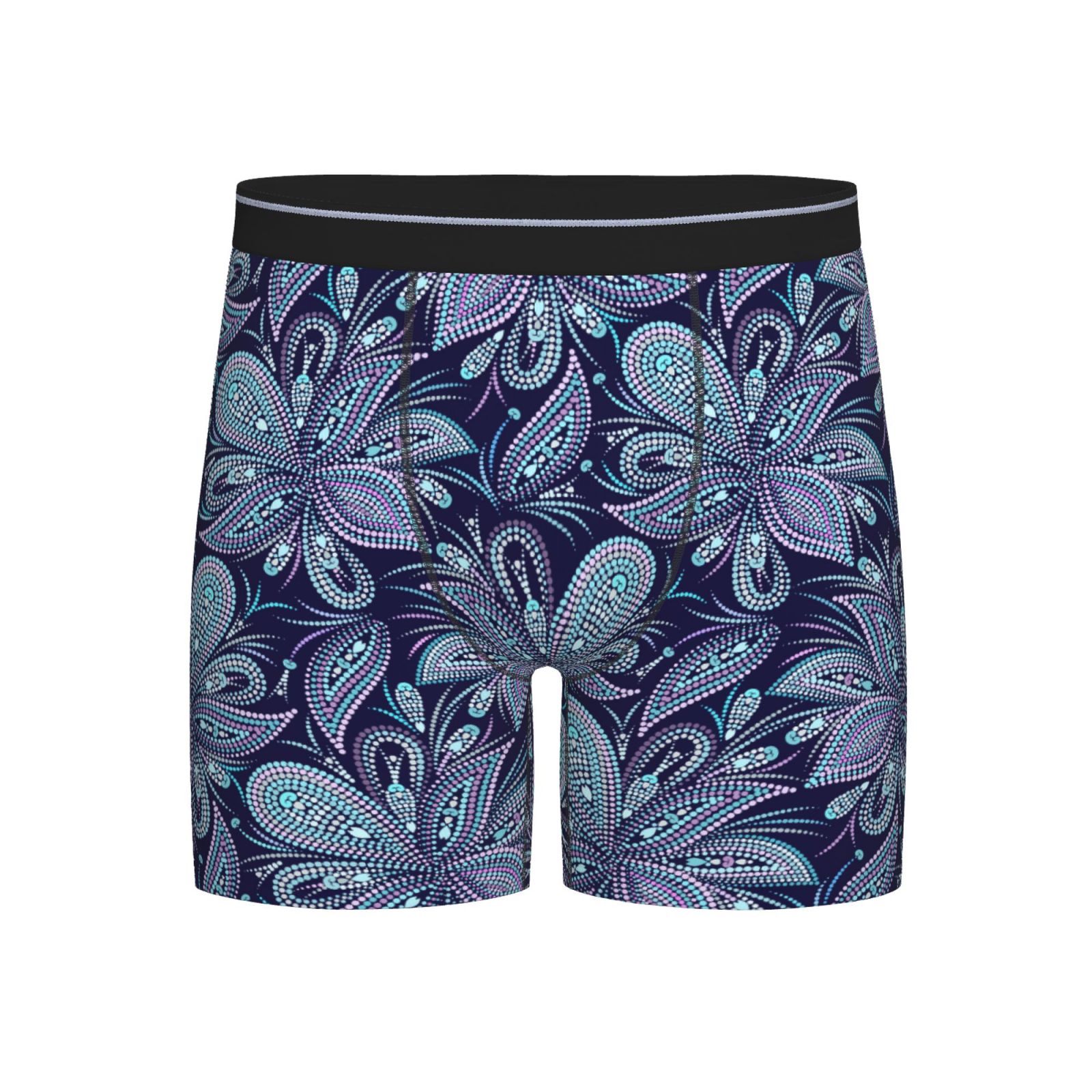 Mens Underwear, Dotted Floral Paisley Mens Underwear Boxer Briefs, Soft ...