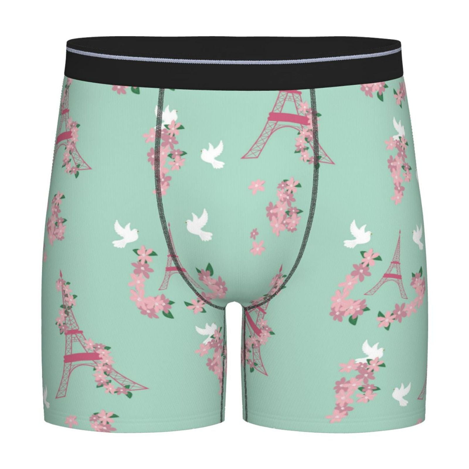 Mens Underwear, Eiffel Tower Pigeon Mens Underwear Boxer Briefs, Soft ...