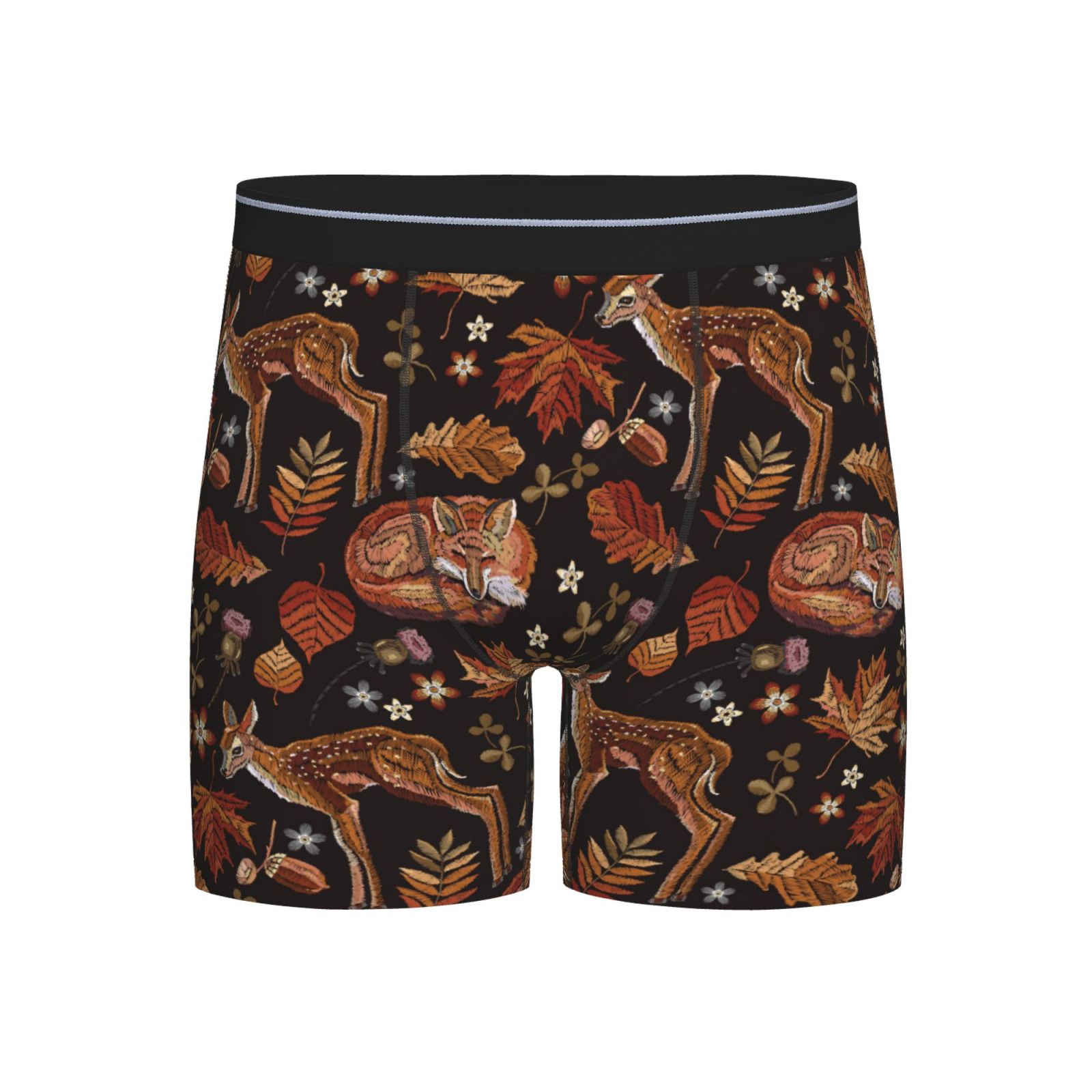 Mens Underwear, Embroidery Deer Fox Maple Leaf Mens Underwear Boxer ...