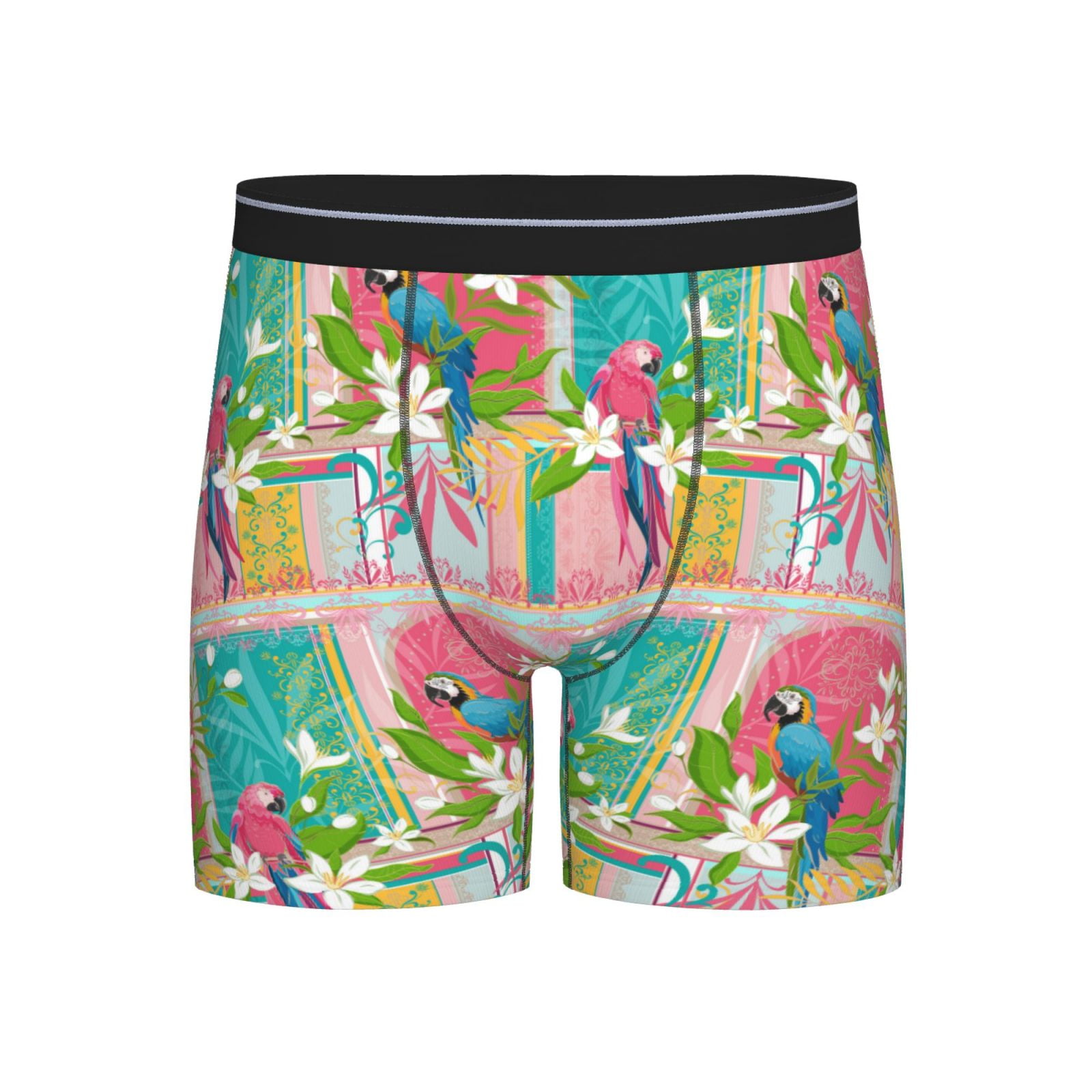Mens Underwear, Exotic Colorful Parrot Flower Mens Underwear Boxer ...