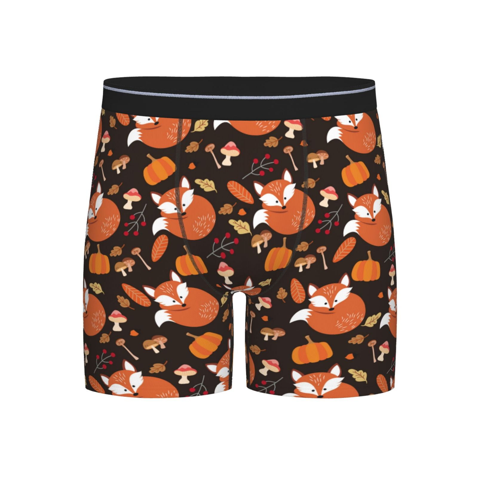 Mens Underwear, Fall Leaf Mushroom Fox Mens Underwear Boxer Briefs ...