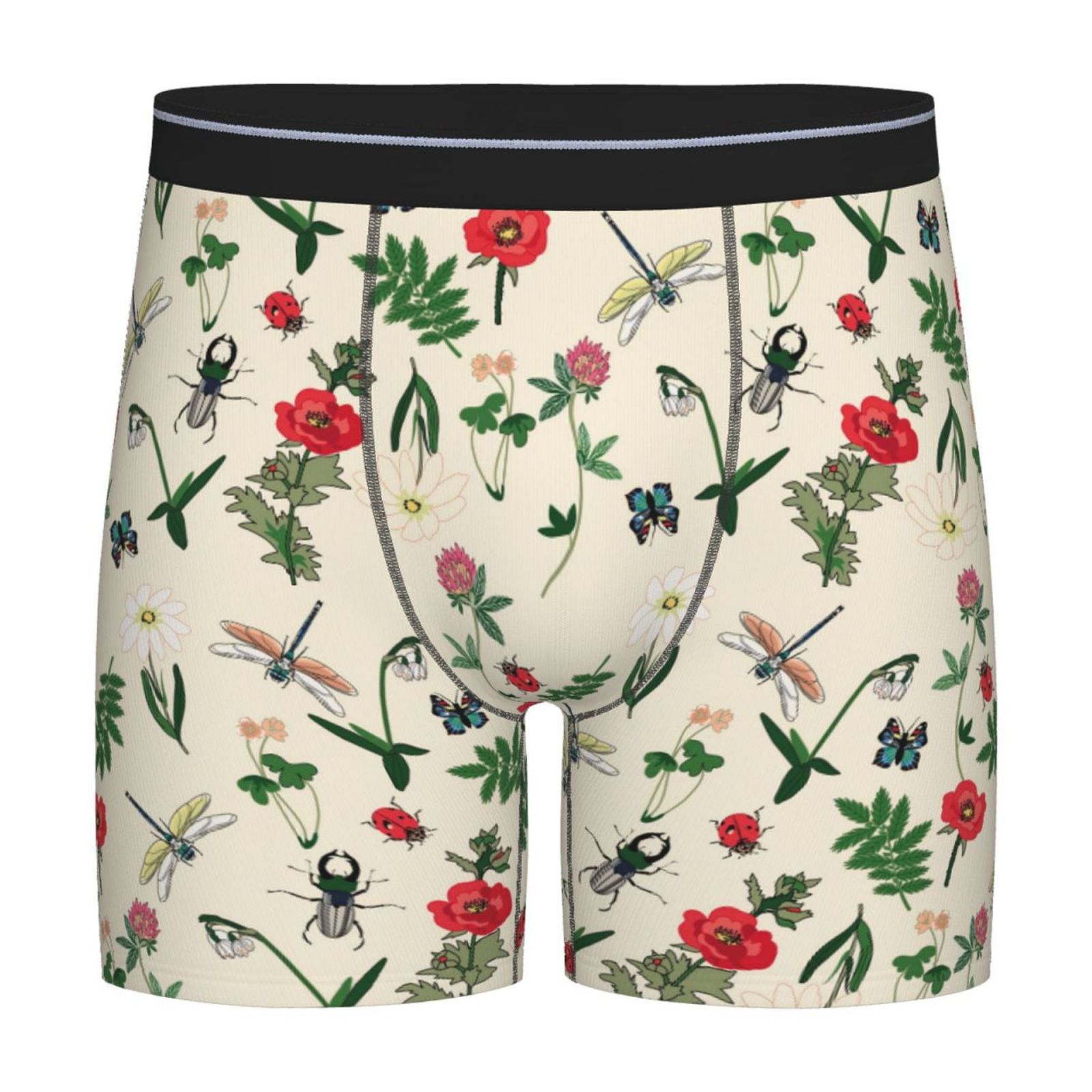 Mens Underwear, Flowers Insects Mens Underwear Boxer Briefs, Soft Breathable Underwear Long Leg ...